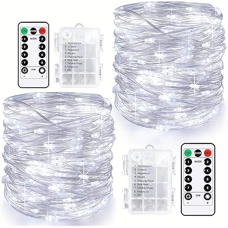 Fairy String Lights, 2 Set 33ft 100 Led Fairy Lights Battery Operated ...