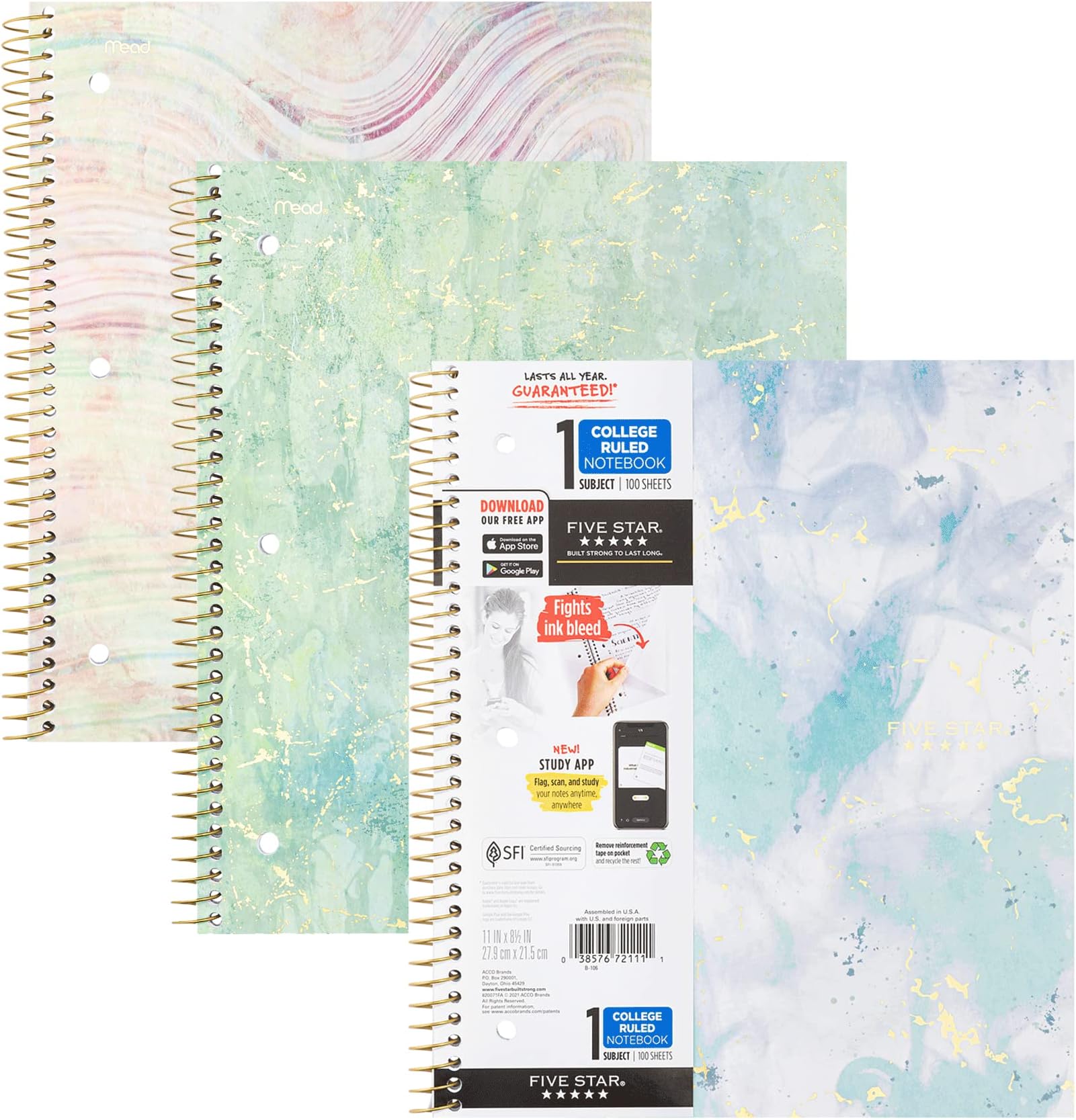 Amazon.com : Five Star Spiral Notebooks, 1 Subject, College Ruled, 11in ...