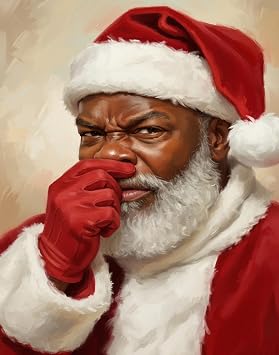 Amazon.com: Black Santa Christmas Wall Art,Funny Stank Face Bathroom ...