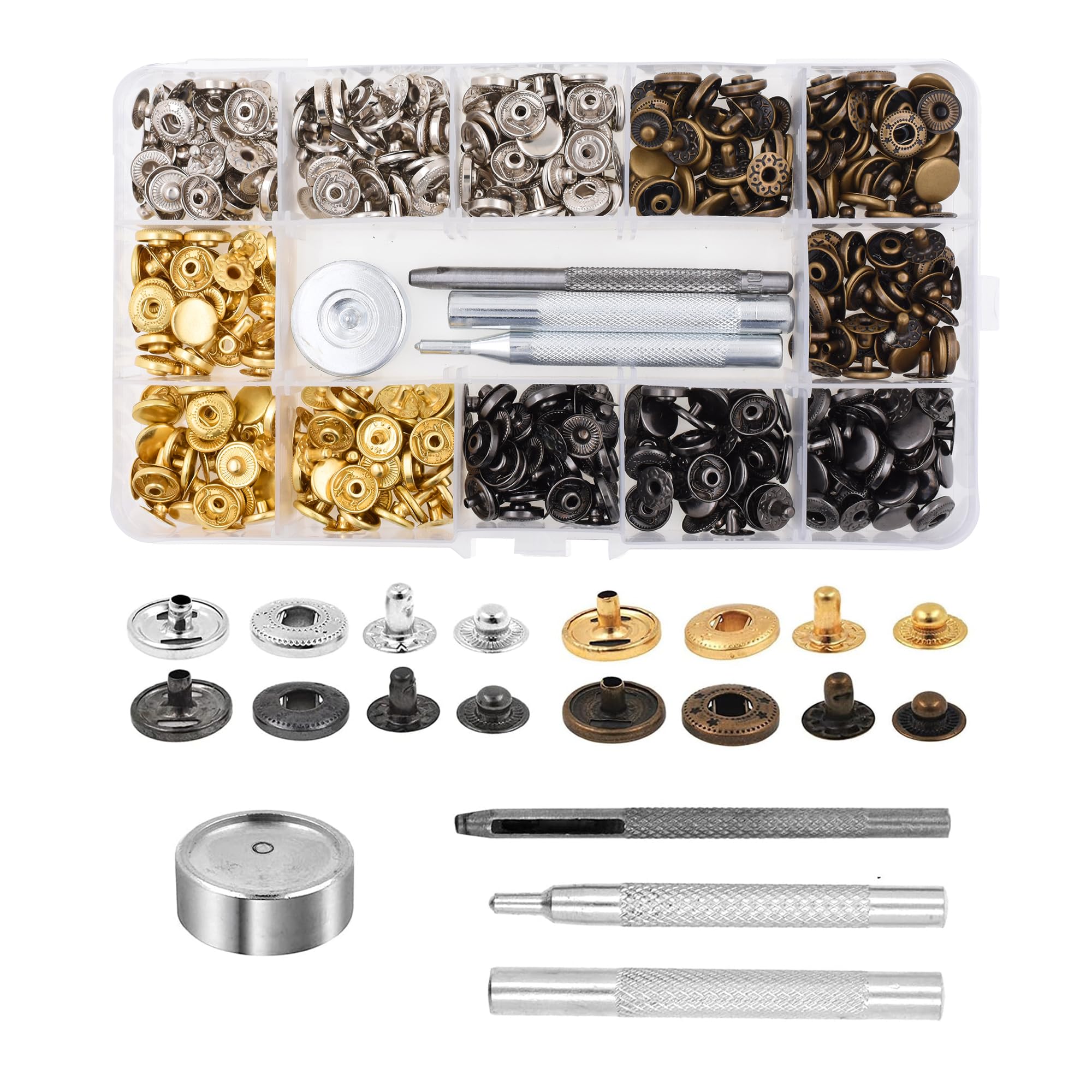 Amazon.com: Mandala Crafts Metal Snap Button Kit - Snap on Buttons ...