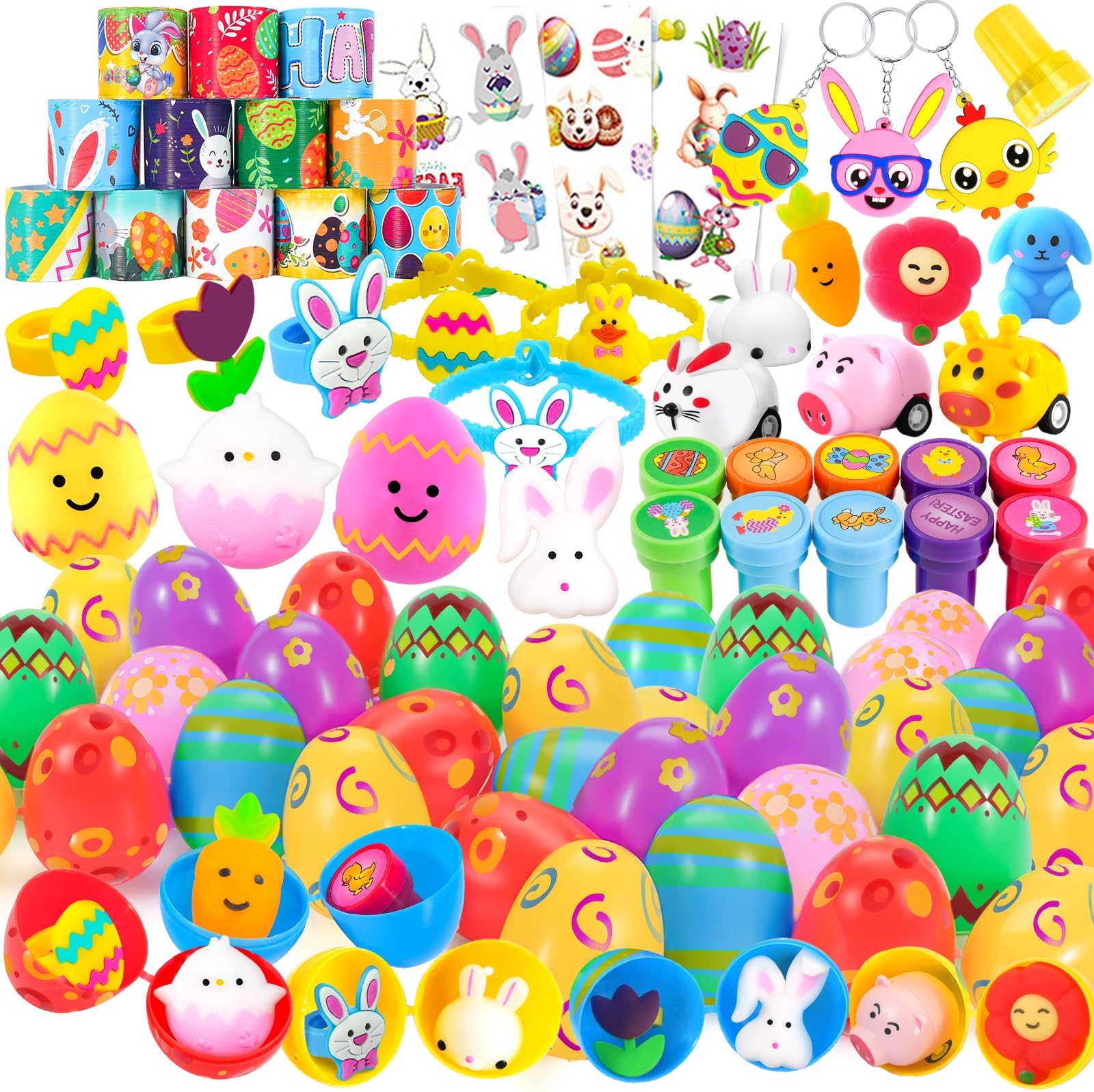 Amazon.com: WEARXI 92PCS Easter Eggs Fillers, Easter Basket Stuffers, Plastic Easter Eggs ...