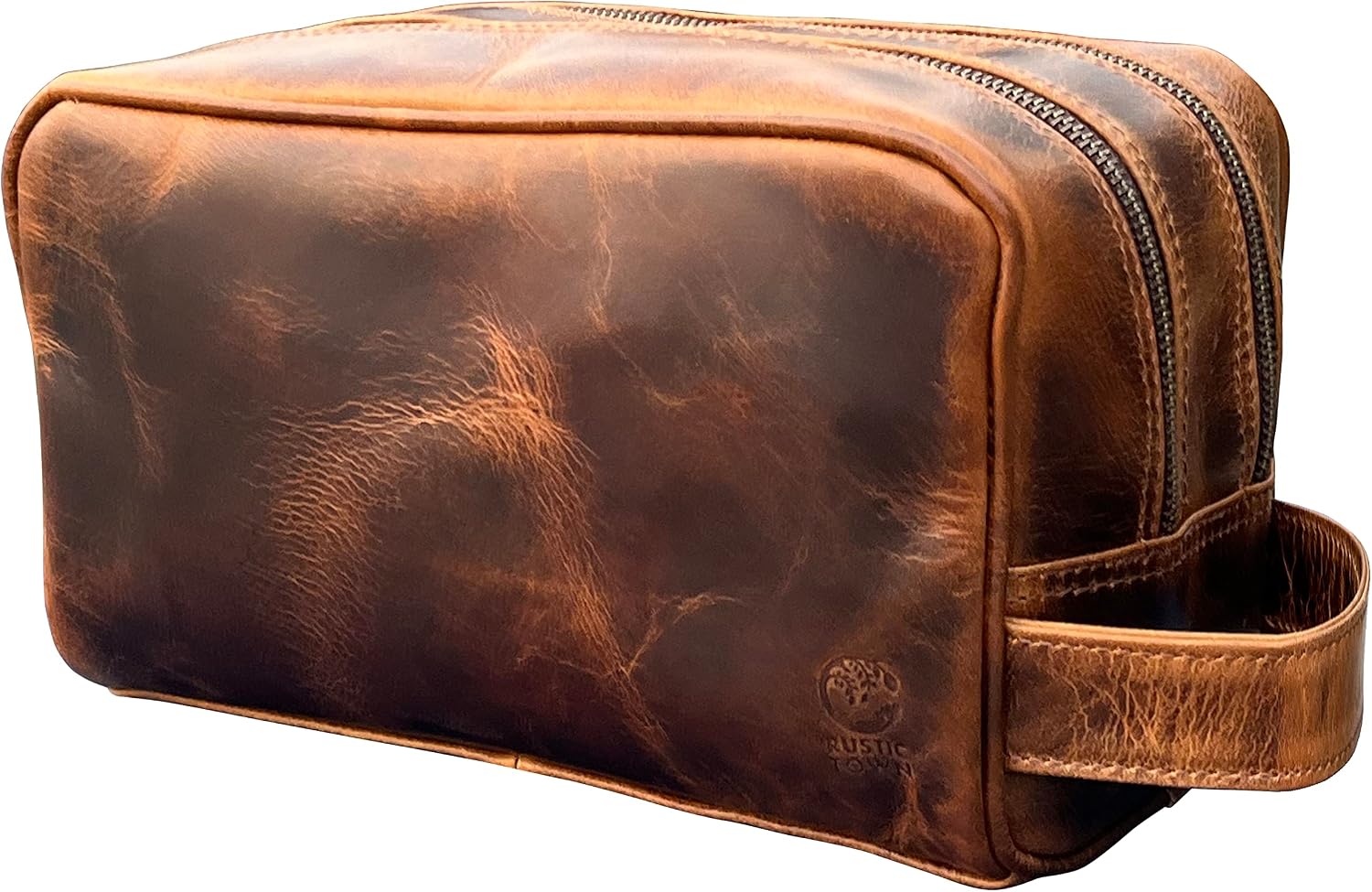 Amazon.com: RUSTIC TOWN Leather Toiletry Bag for Men - Travel Shaving ...