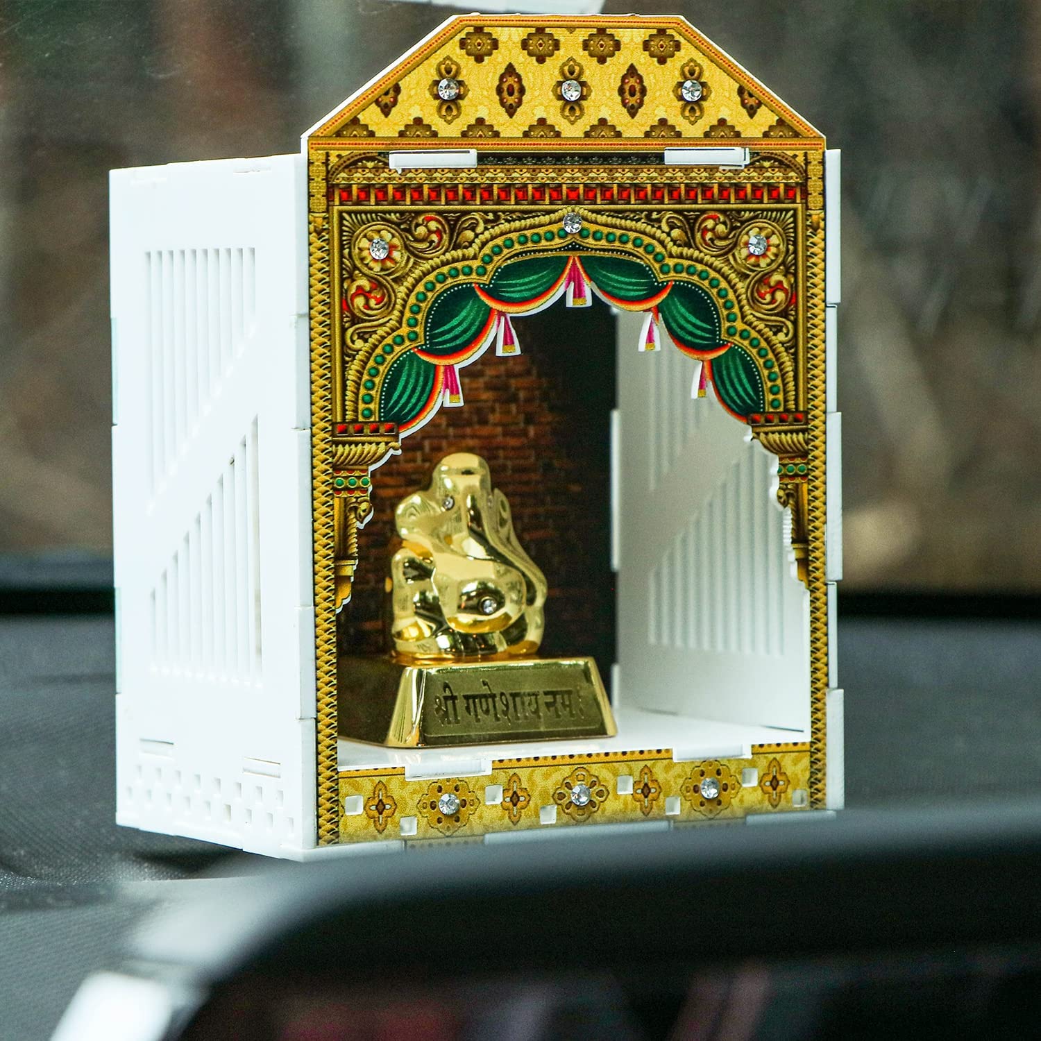 kirfiz Acrylic Pooja Ghar Car Dashboard Temple with Air Fragrance God ...