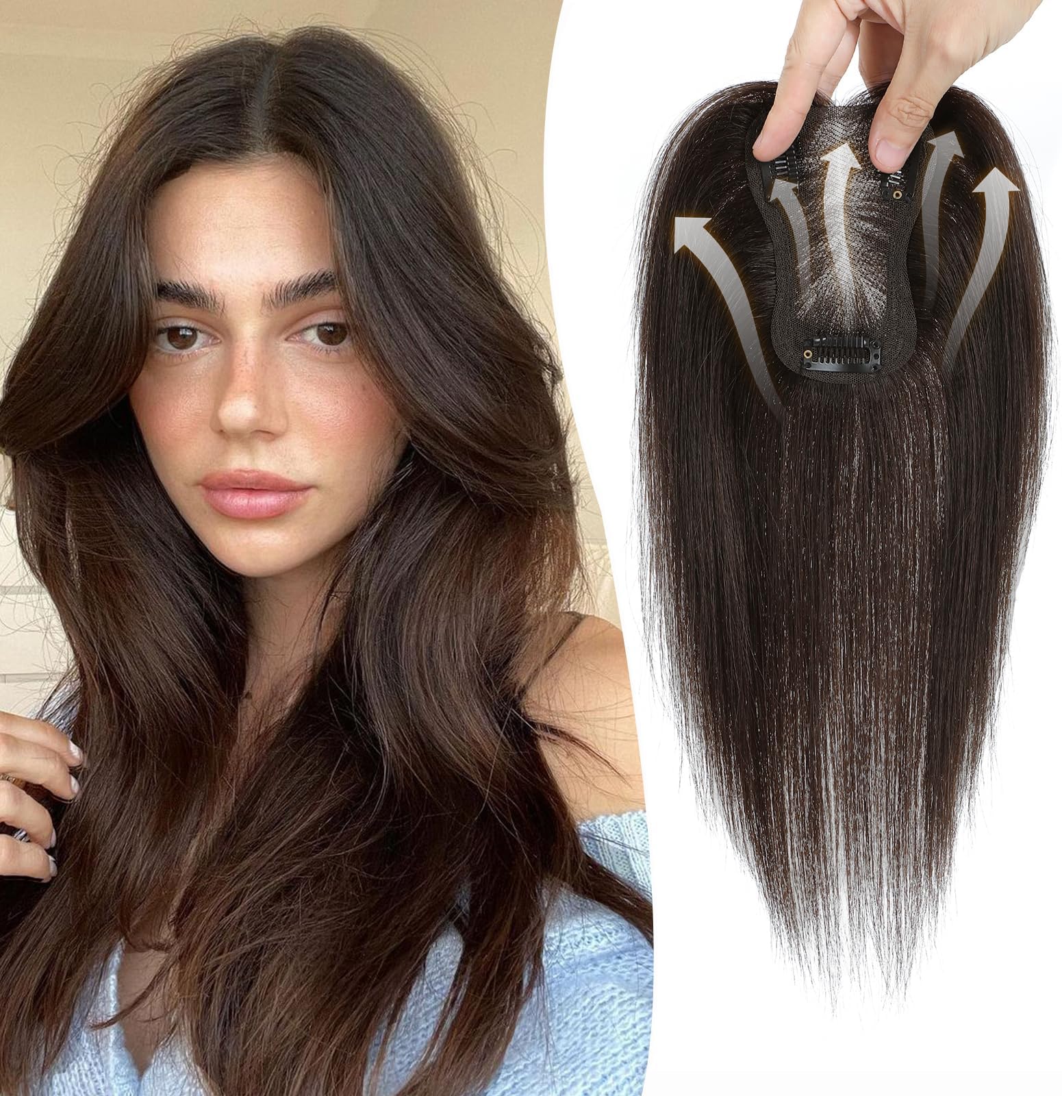 Amazon.com : SEGOHAIR Hair Toppers for Women Real Human Hair With Bangs ...