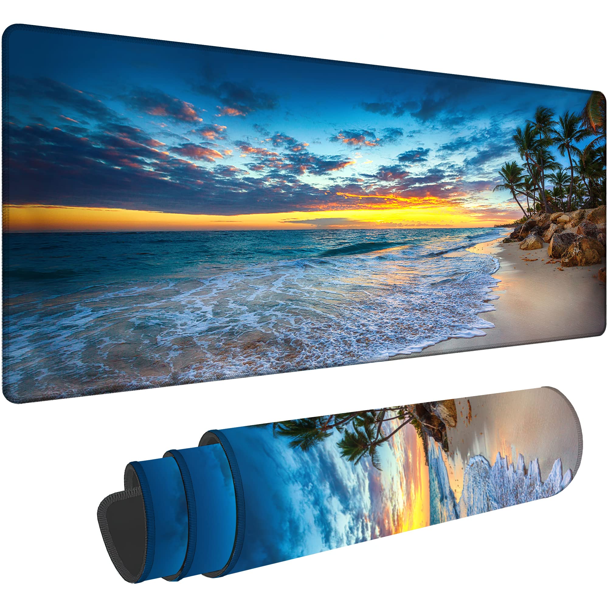 Amazon.com: Hawaii Summer Beach Gaming Desk Mat Large,Palm Tree Sunset ...