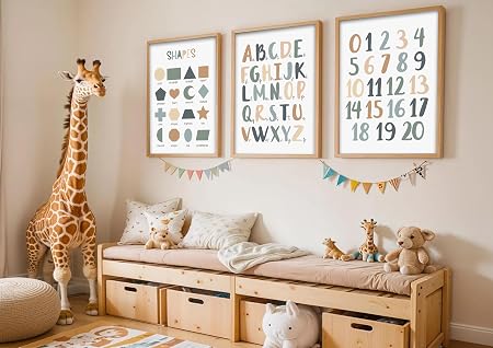 Amazon.com: 3pcs Kids Playroom Wall Art Alphabet Playroom Painting ...