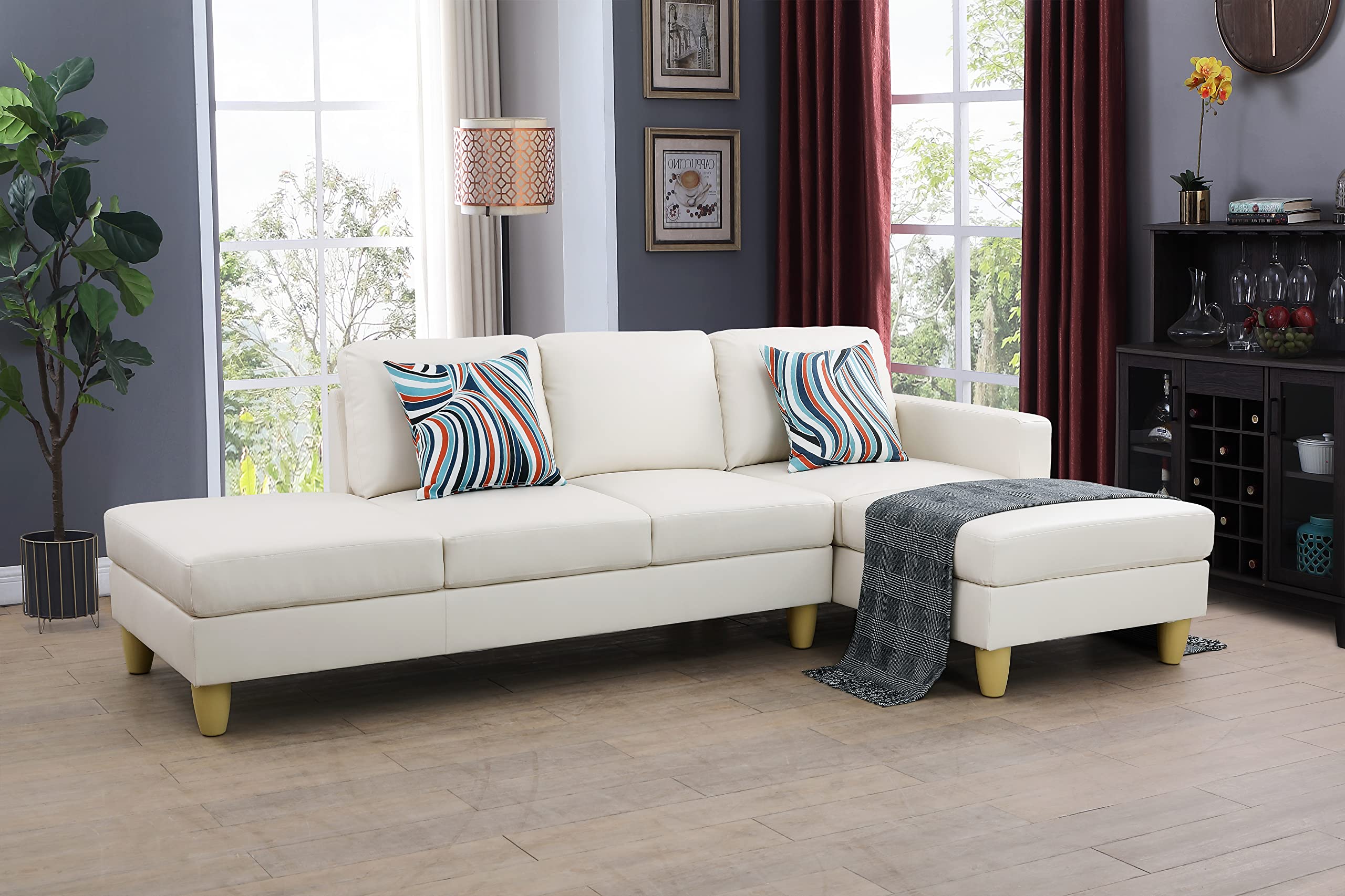 Decorating Living Room With Cool Cream Sectional Sofa