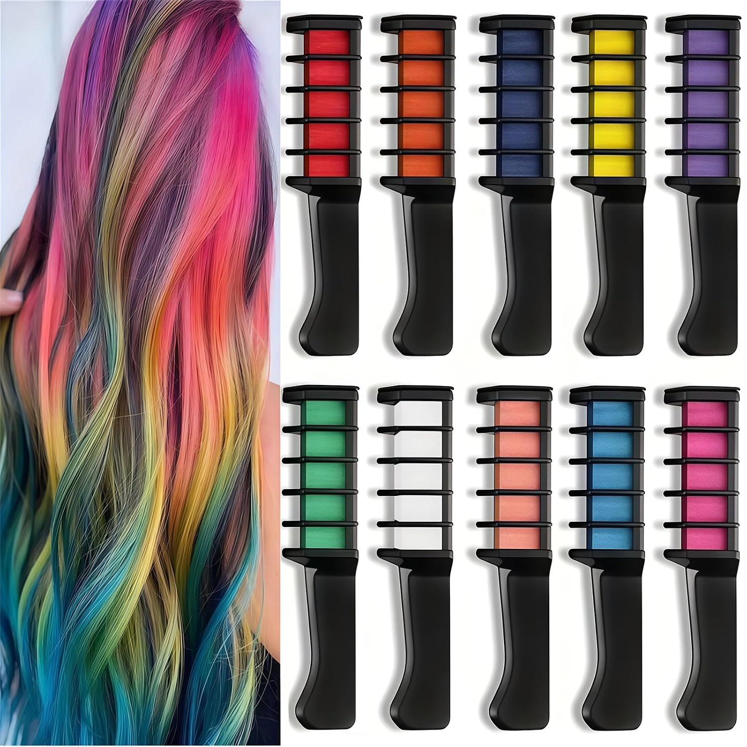 Amazon.com: 2026 NewTemporary Glitter Hair Colors Hair Chalk Combs ...