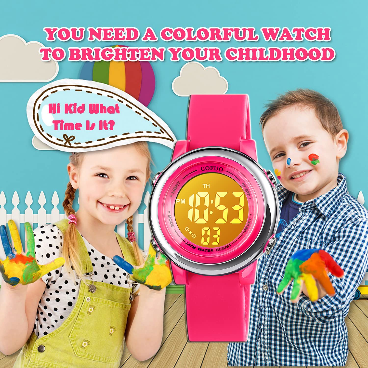 Snapklik.com : Cofuo Kids Digital Sport Waterproof Watch For Girls Boys ...