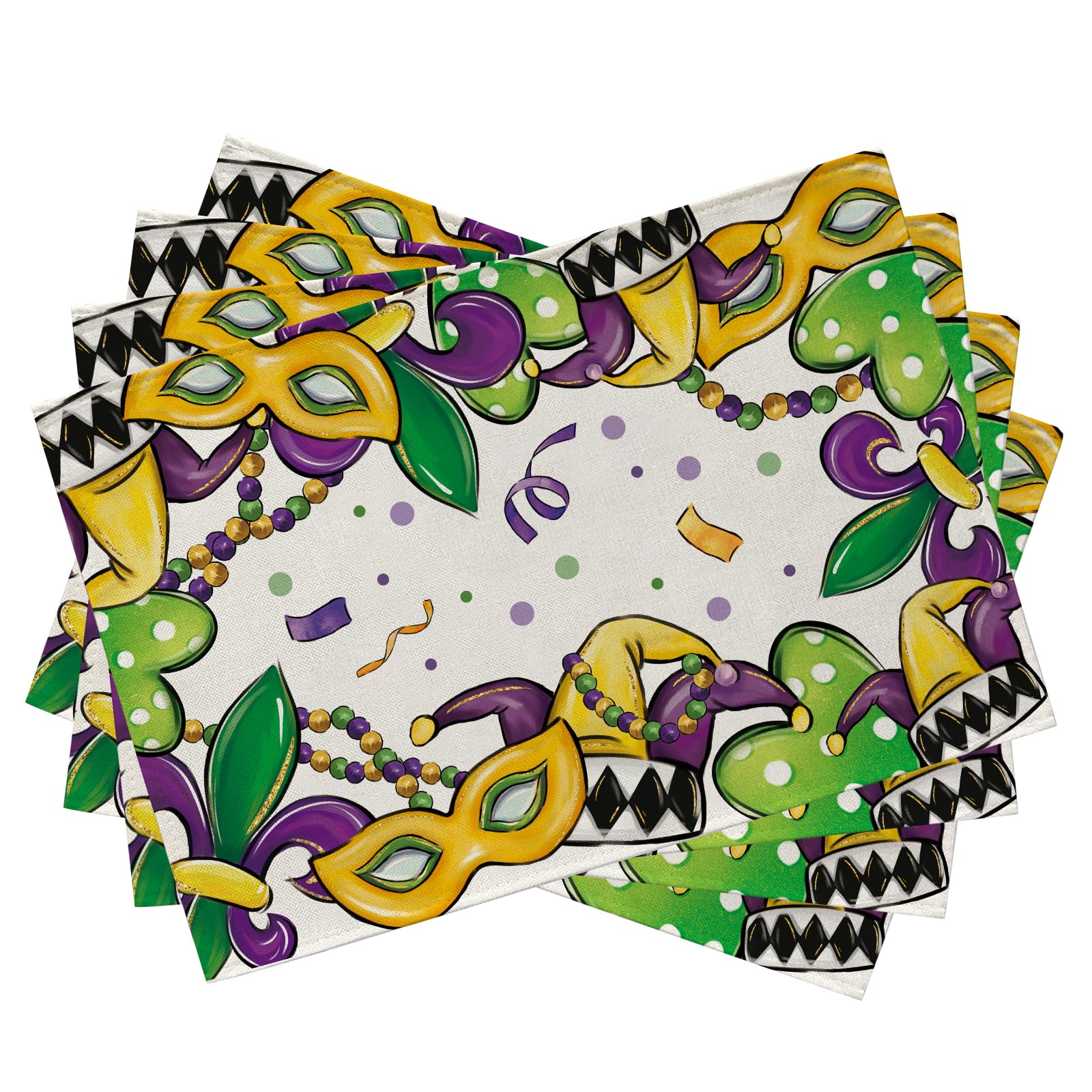 Amazon.com: Seliem Mardi Gras Mask Fleur De Lis Placemats Set of 4 ...
