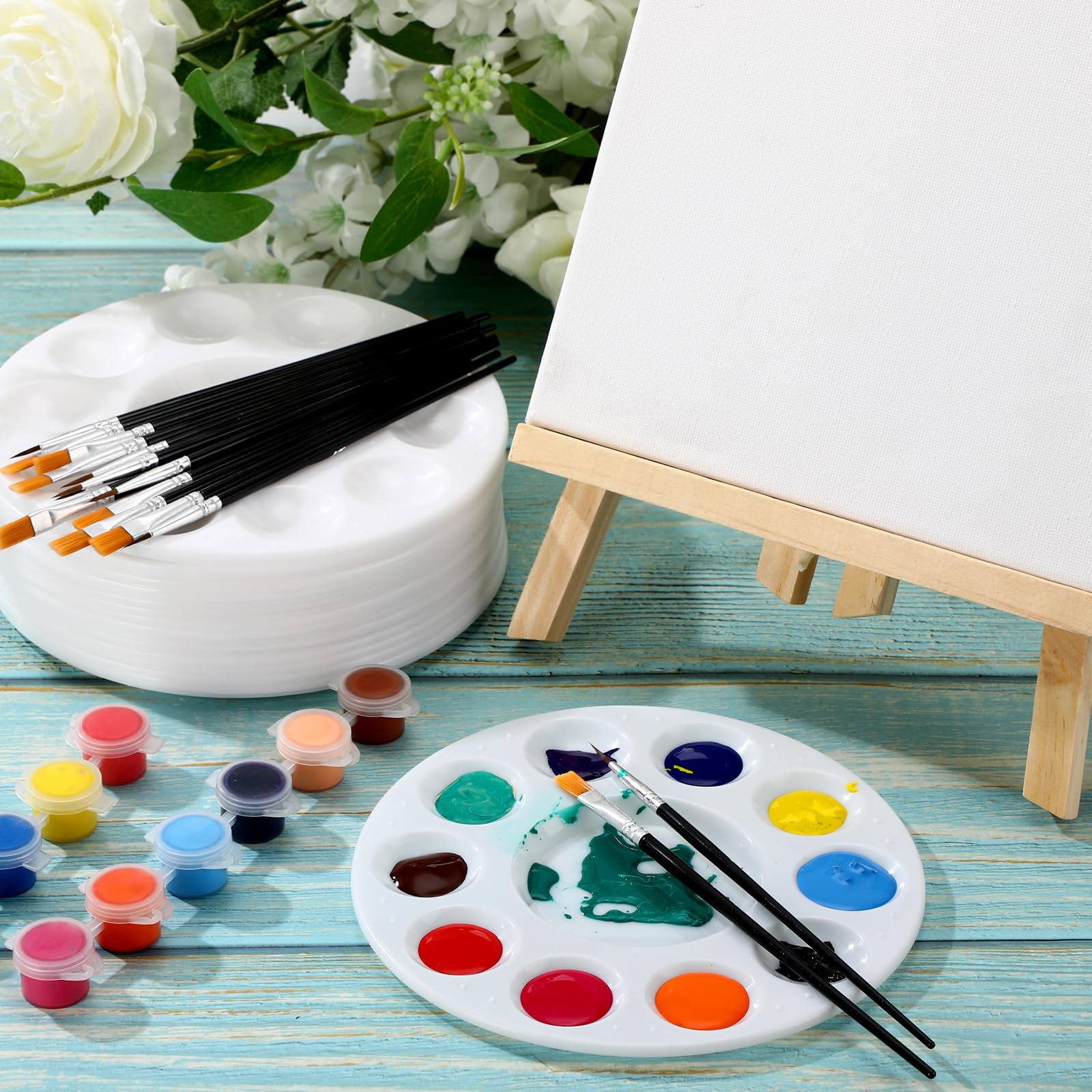 Palette Set 4 Pcs Round Paint Palettes, Paint Palette, Plastic Paint ...