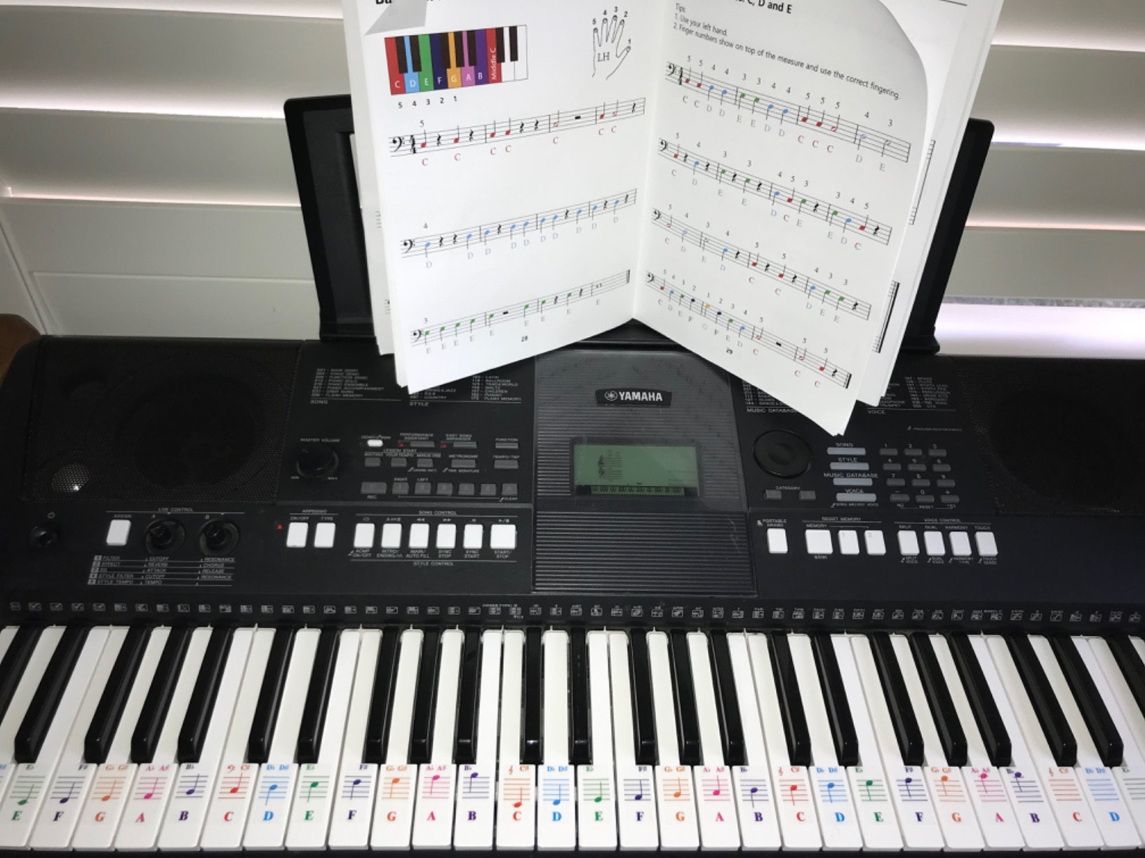 Color Piano and Keyboard Stickers and Complete Color Note Piano Lesson ...