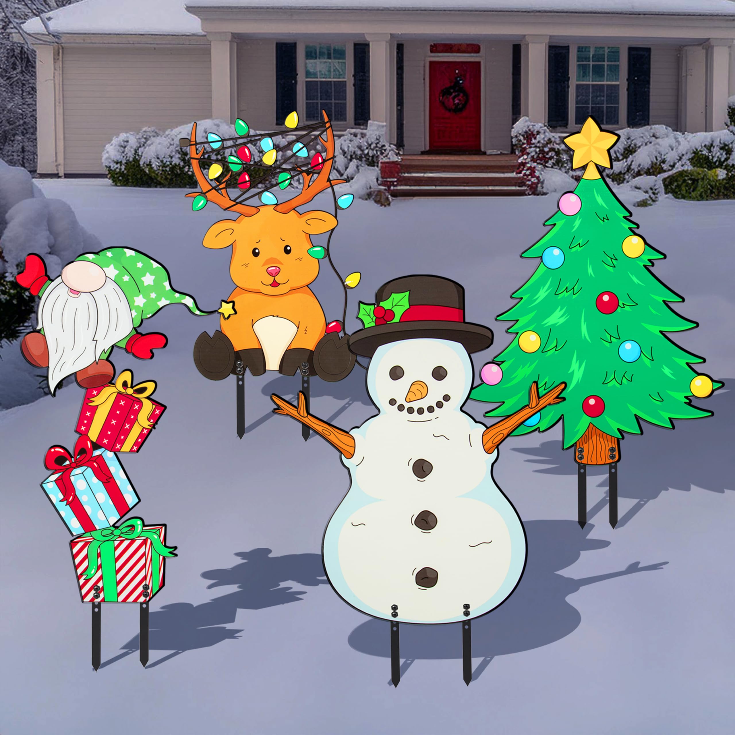 Amazon.com : Christmas Metal Yard Signs- Set of 4 Different Adorable ...