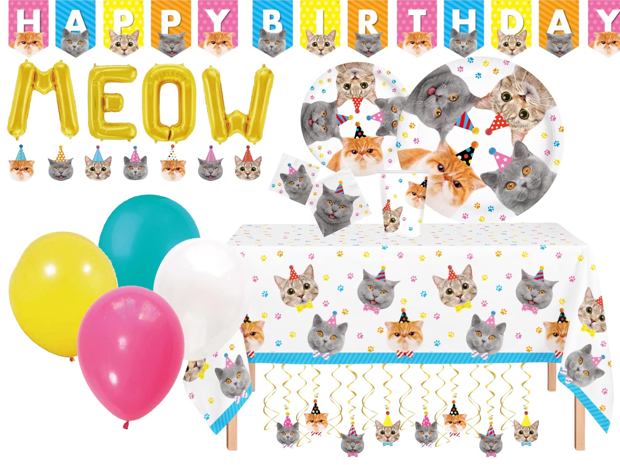 Serves 30 Complete Party Pack Cat Theme Party Supplies Includes Plates ...