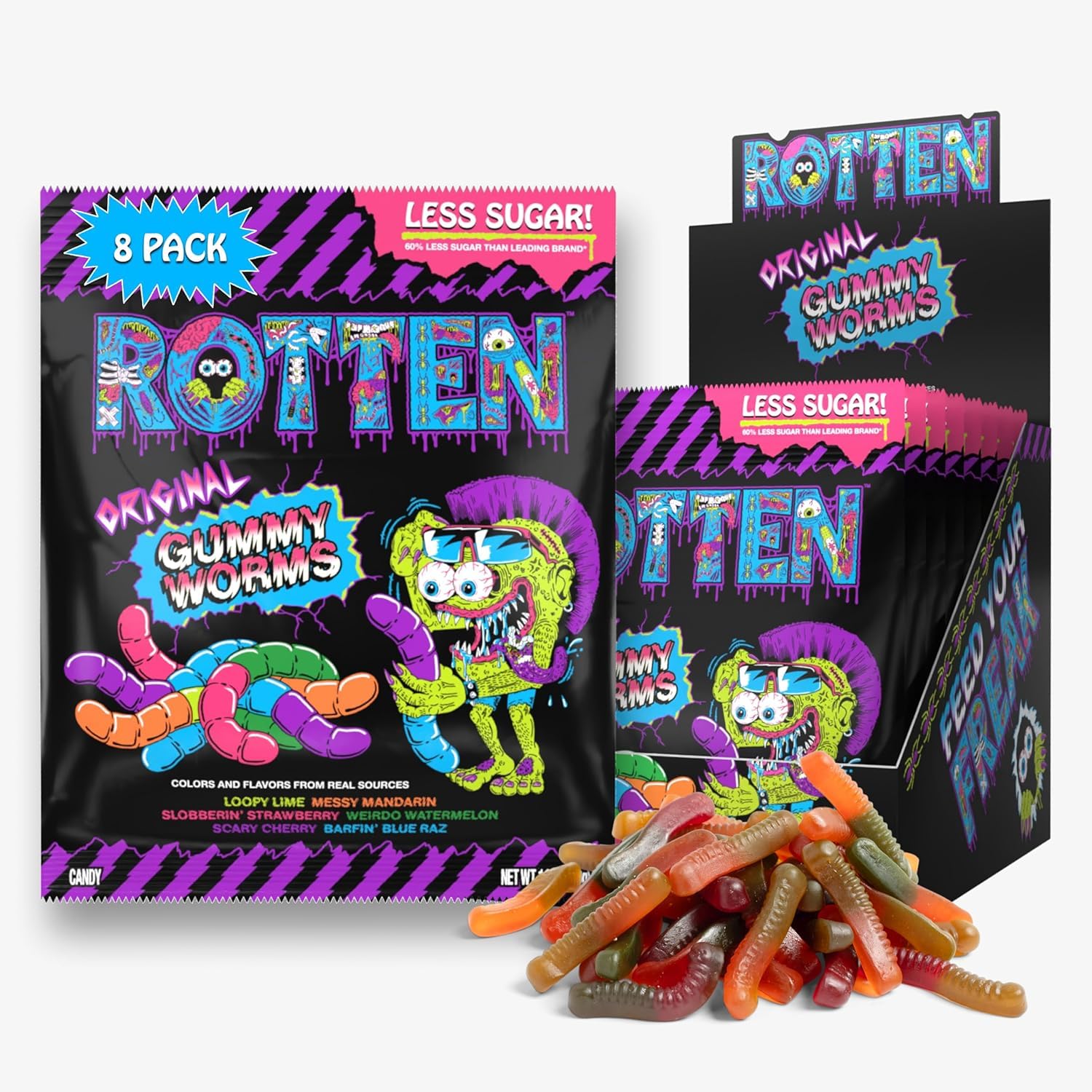Amazon.com : Rotten Original Gummy Worms - Low Sugar, Low Calorie, 7g ...