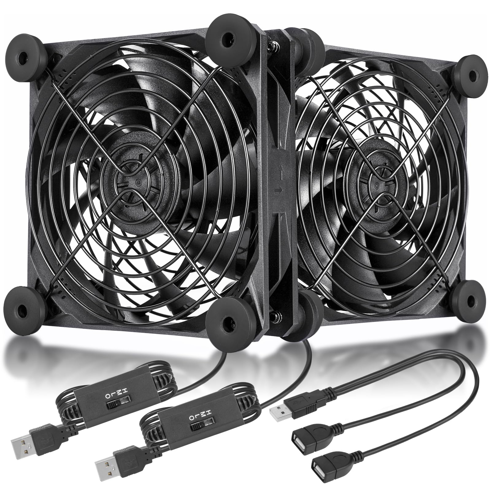upHere 120mm Quiet USB Powered Fans 5V Computer Cooling Fan with 3 ...