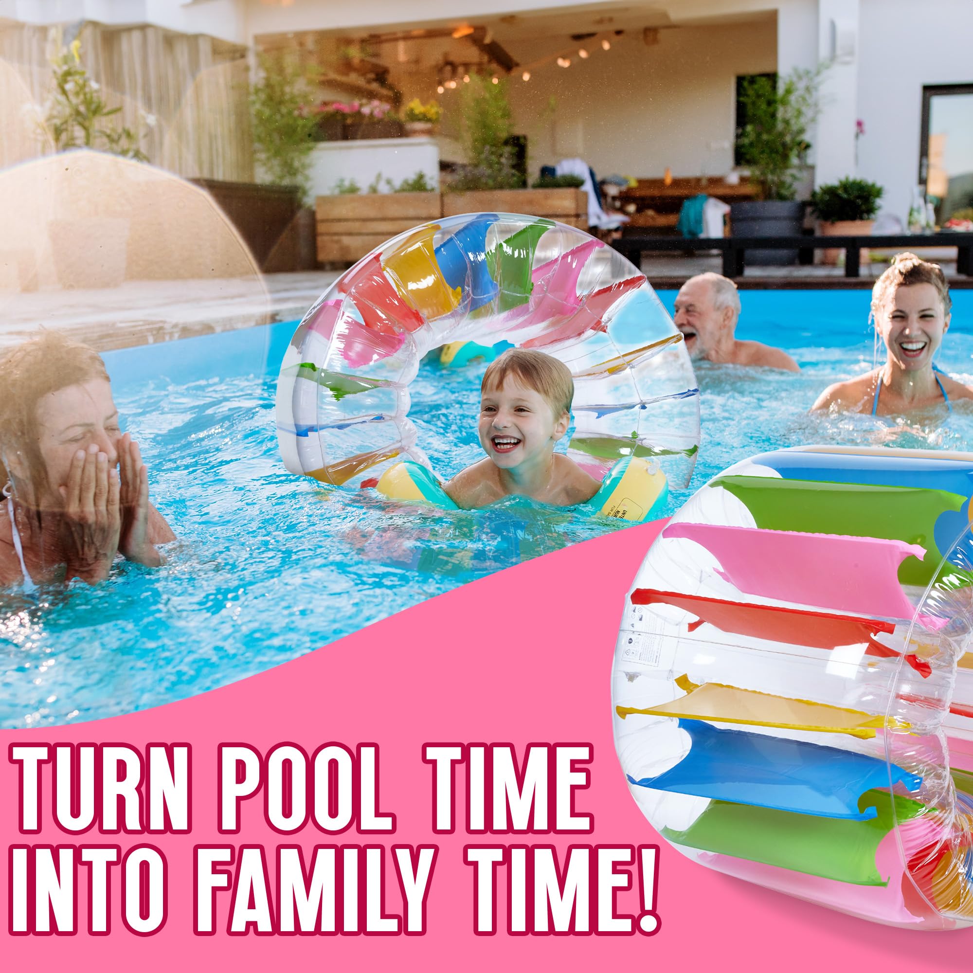 Snapklik.com : Giant Inflatable Wheel Roller 43" Colorful Water Wheel ...