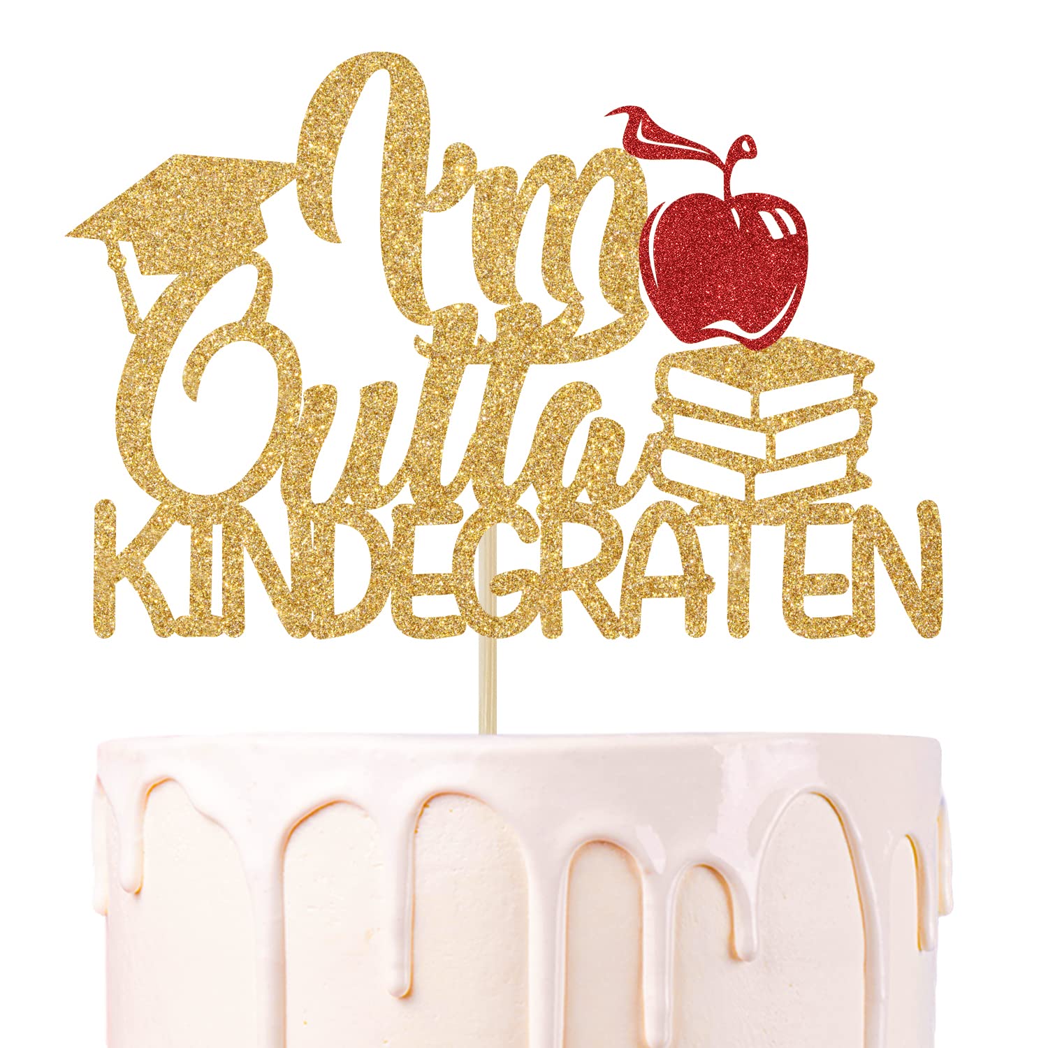Buy Gold Glitter I'm Outta Kindegraten Cake Topper, PRE-K Graduation ...