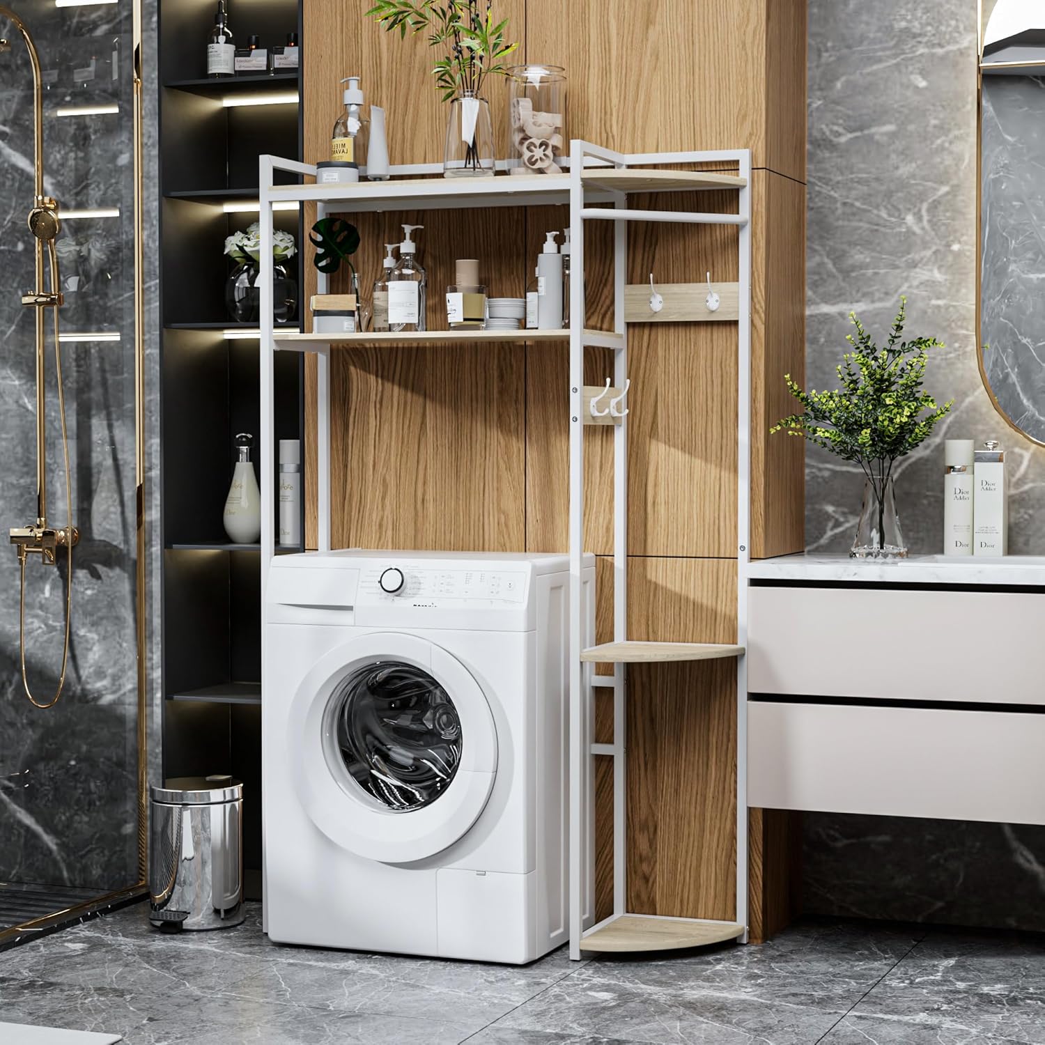 Amazon.com: BORWART Over The Washer Storage Cabinet: 5-Tier Over-The ...