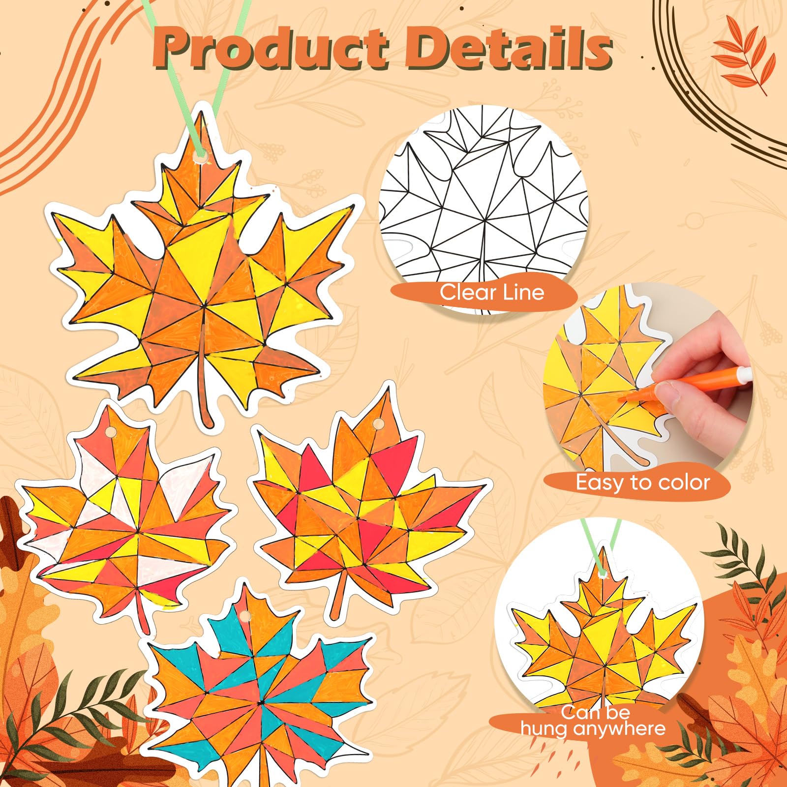 Snapklik.com : 80 Pcs Color Your Own Thanksgiving Fall Leaves DIY ...