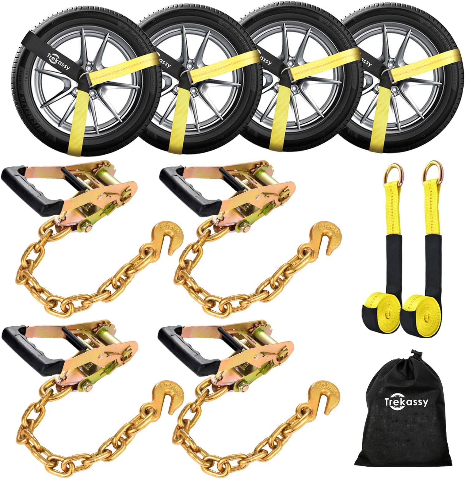 Amazon.com: Trekassy Car Tie Down Straps for Trailers with Heavy Duty ...