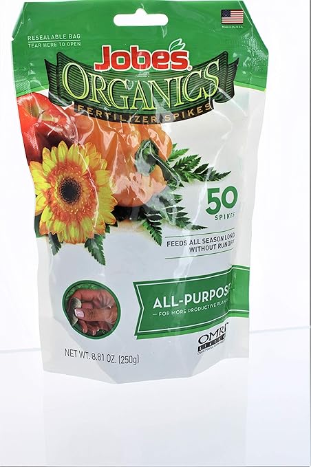 Amazon.com: Jobes 06528 Organics All Purpose Fertilizer Spikes 4-4-4 50 ...