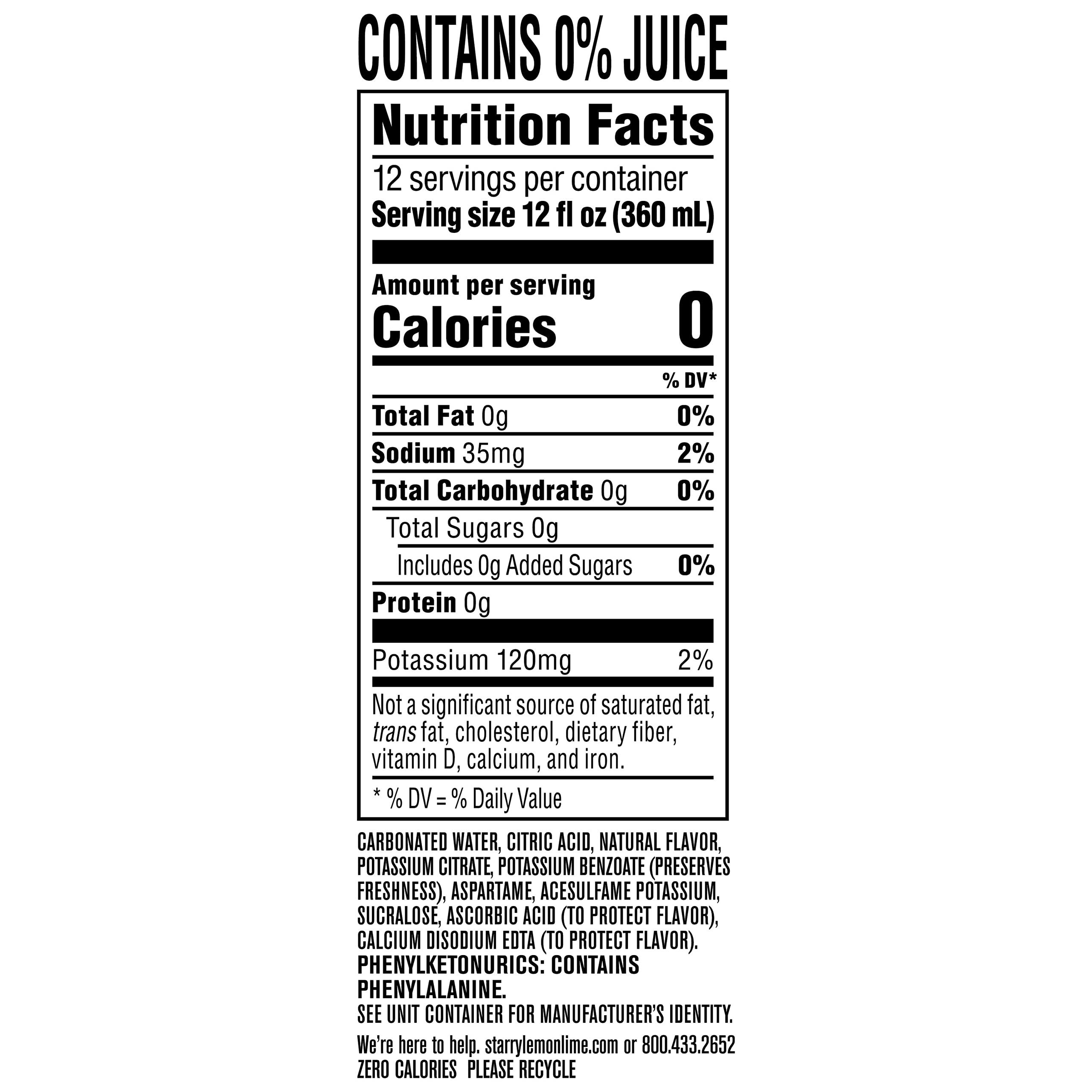 Sierra Mist Nutrition Label