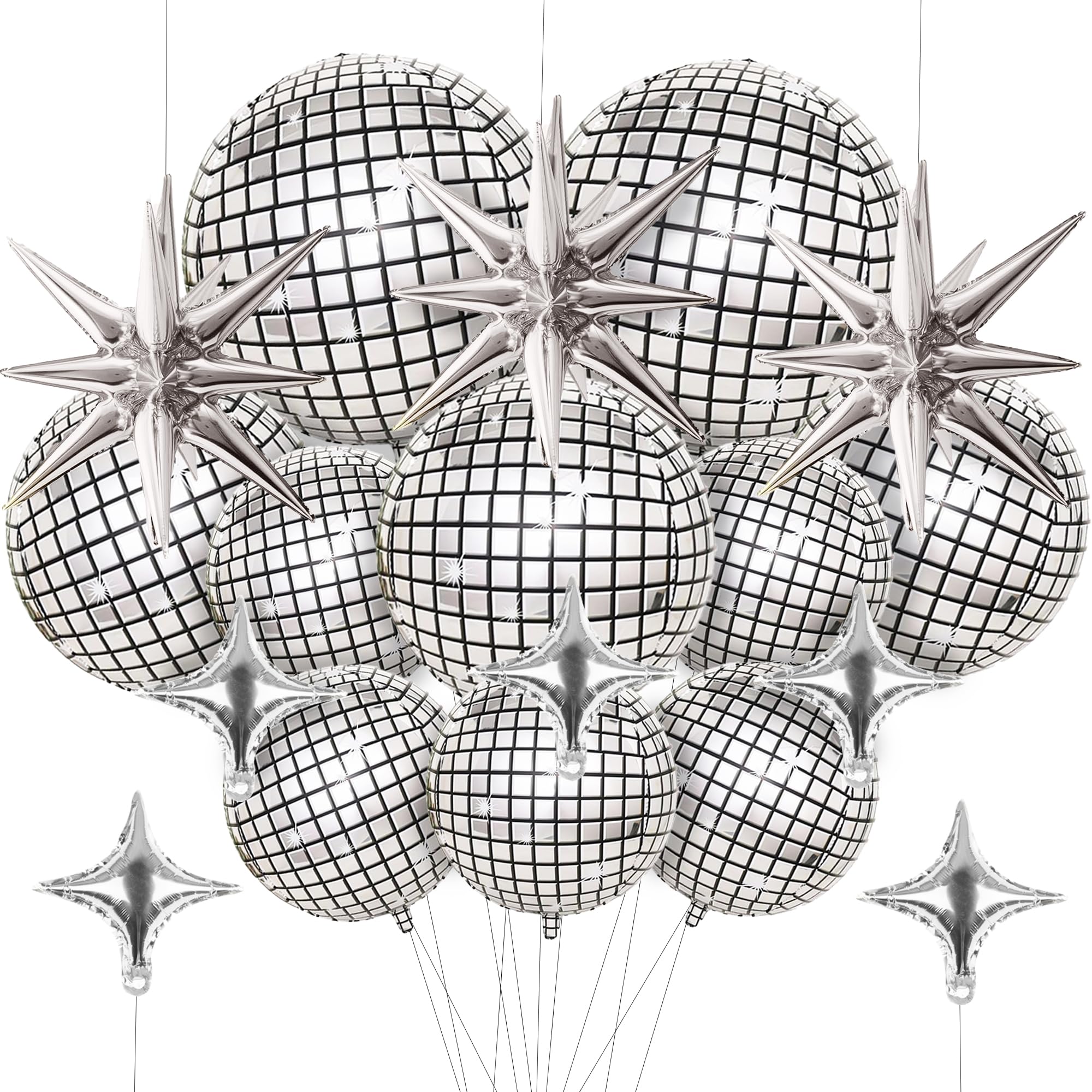 Amazon.com: BANBALLON Silver Disco Balloons Decorations 22 Inch 18 Inch ...
