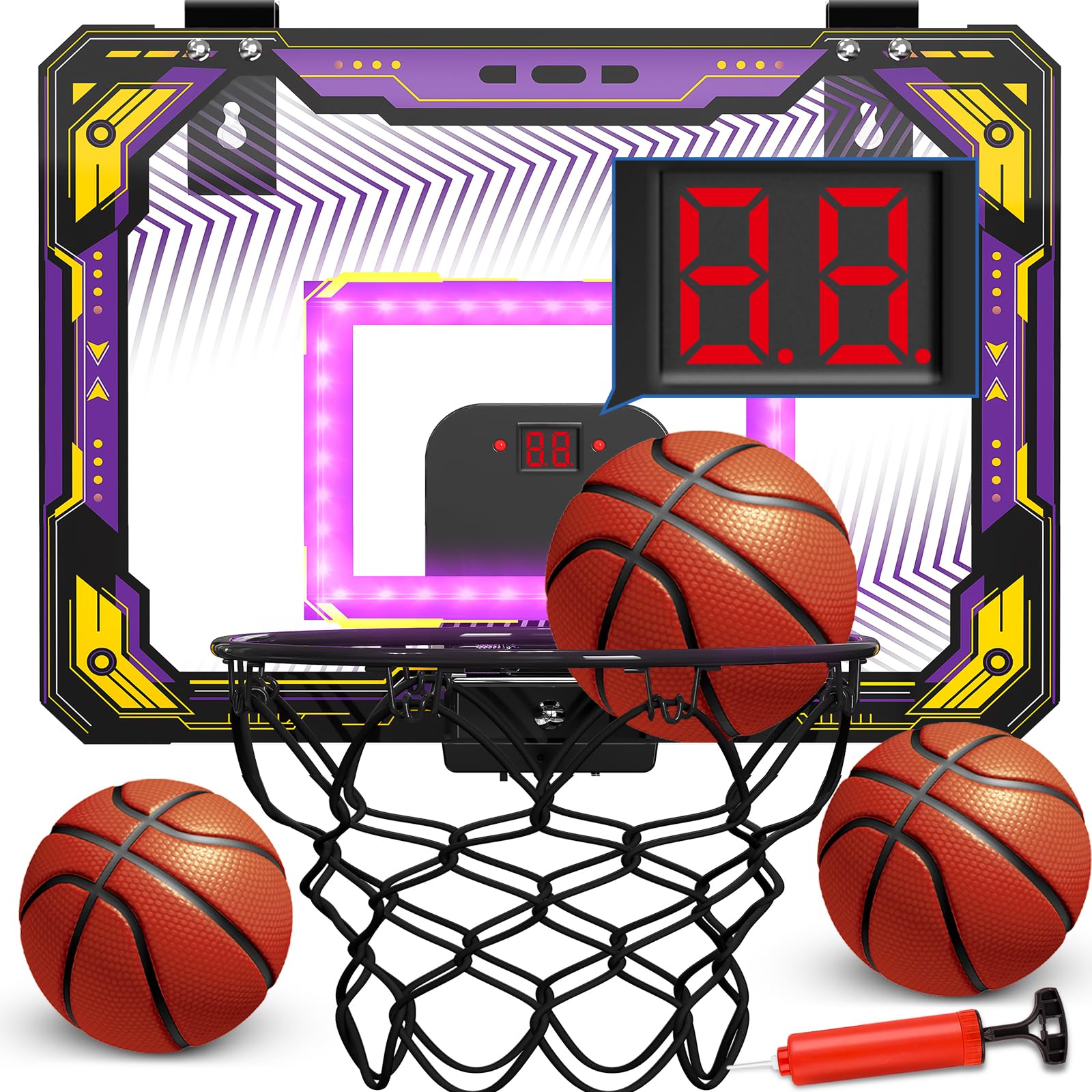 Amazon.com: GMAOPHY Mini Basketball Hoop with Electronic Scoreboard ...