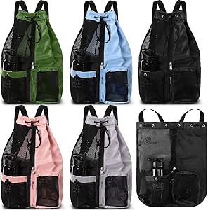 Amazon.com: Cosblank 5 Pcs Swim Bag Mesh Drawstring Backpack with Wet ...