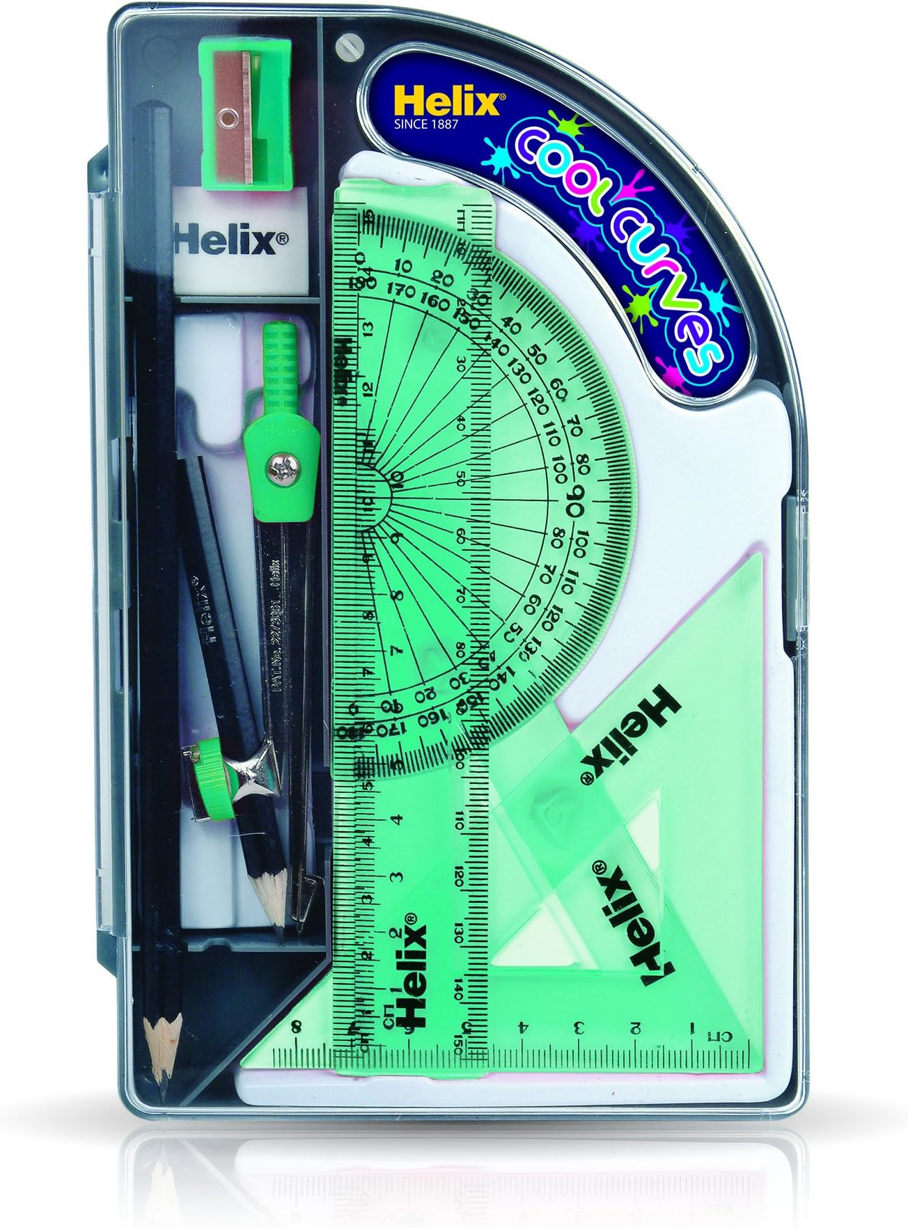 Helix Cool Curves Maths Set (Assorted Colours) : Amazon.co.uk ...