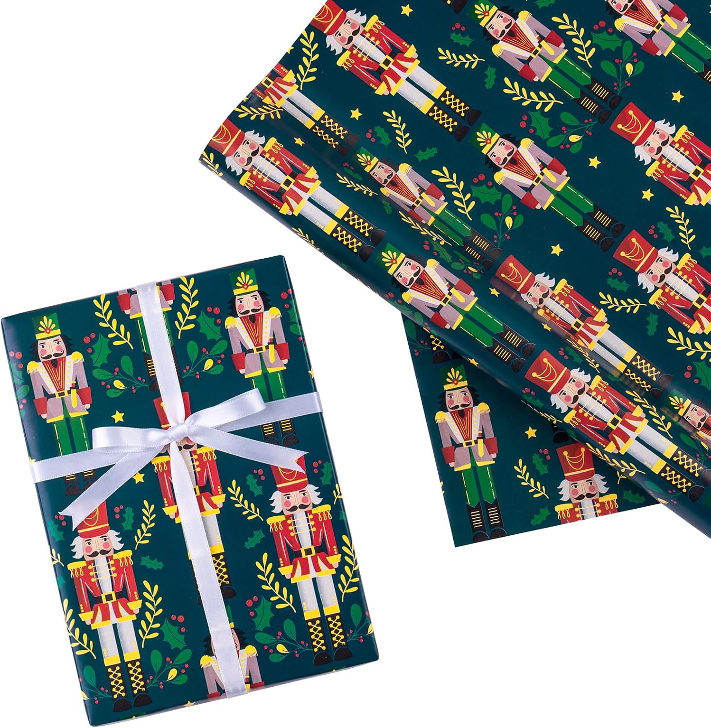 Amazon.com: WRAPAHOLIC Christmas Wrapping Paper Roll - Forest Green ...