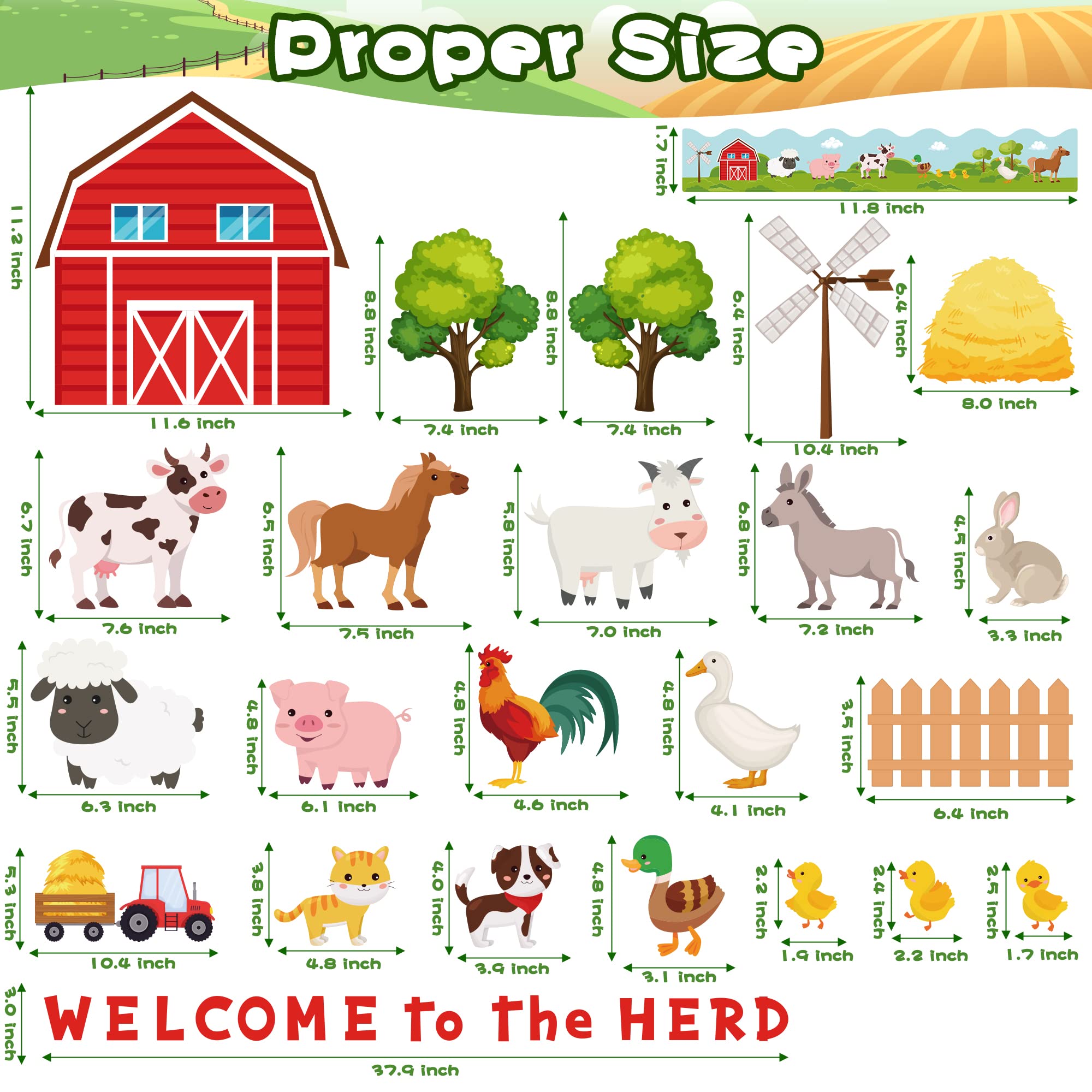 Snapklik.com : Haooryx 134Pcs Back To School Farm Animal Bulletin Board ...
