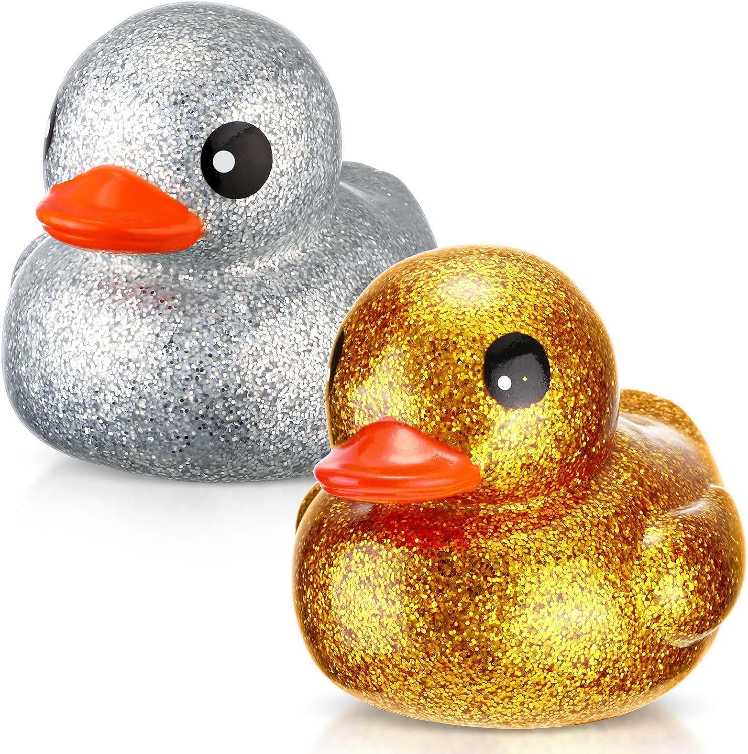 Amazon.com: Honoson 2 Pcs 6.89 Inch Giant Glitter Rubber Ducks Big ...