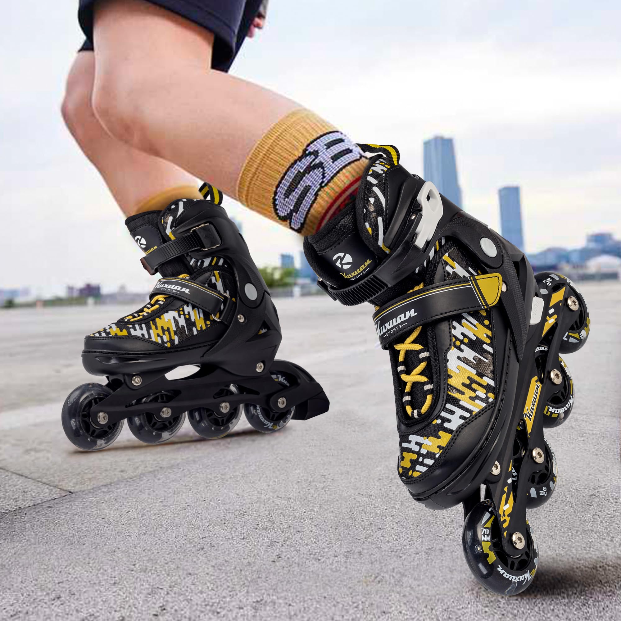 Kuxuan Skates Adjustable Inline Skates for Kids and Teens, Boys Girls ...
