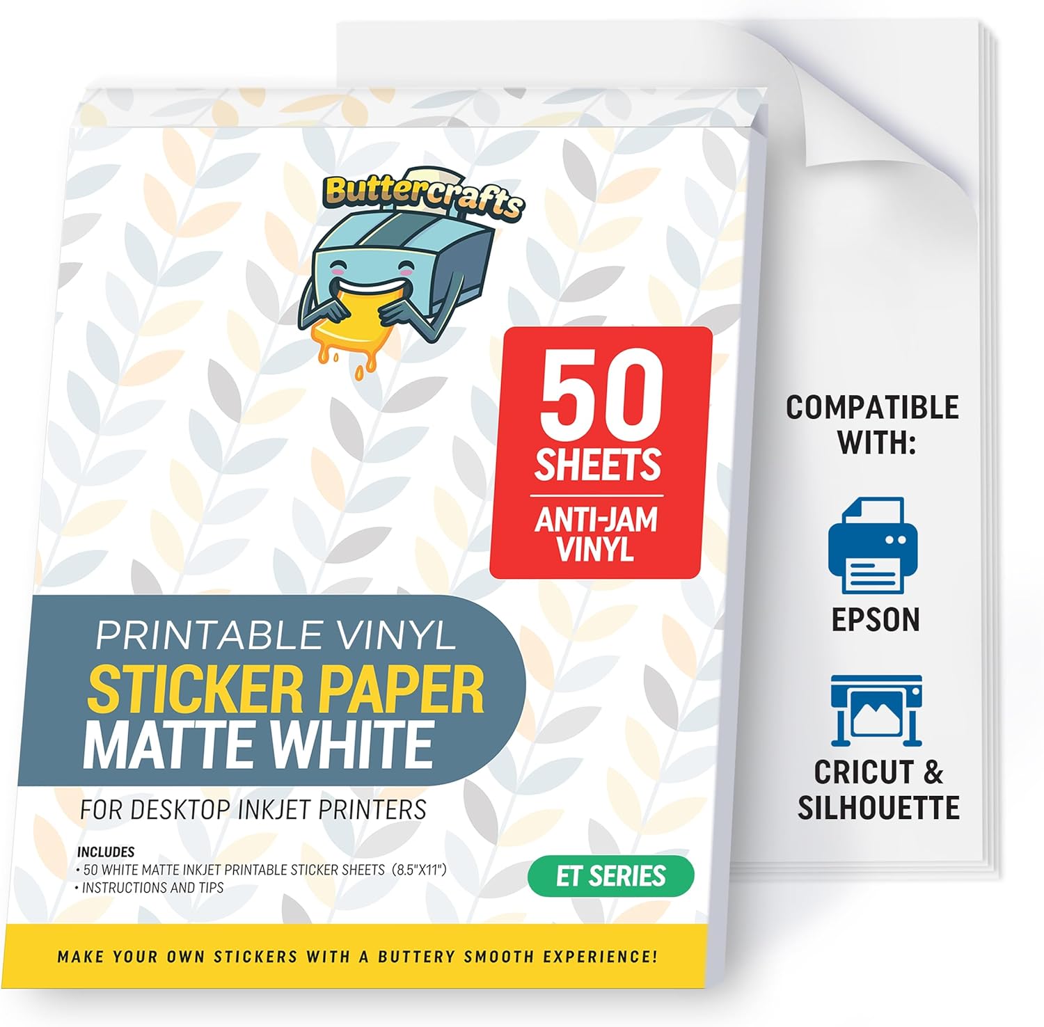 Printable Vinyl - Sticker Paper for Epson (50 Sheets, Matte Sticker ...