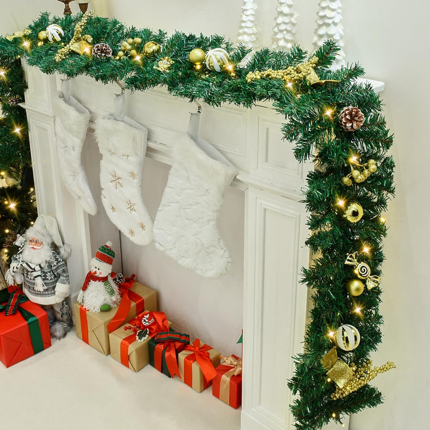 Amazon.com: Rocinha 9 FT Christmas Garland Indoor Mantle Garland ...