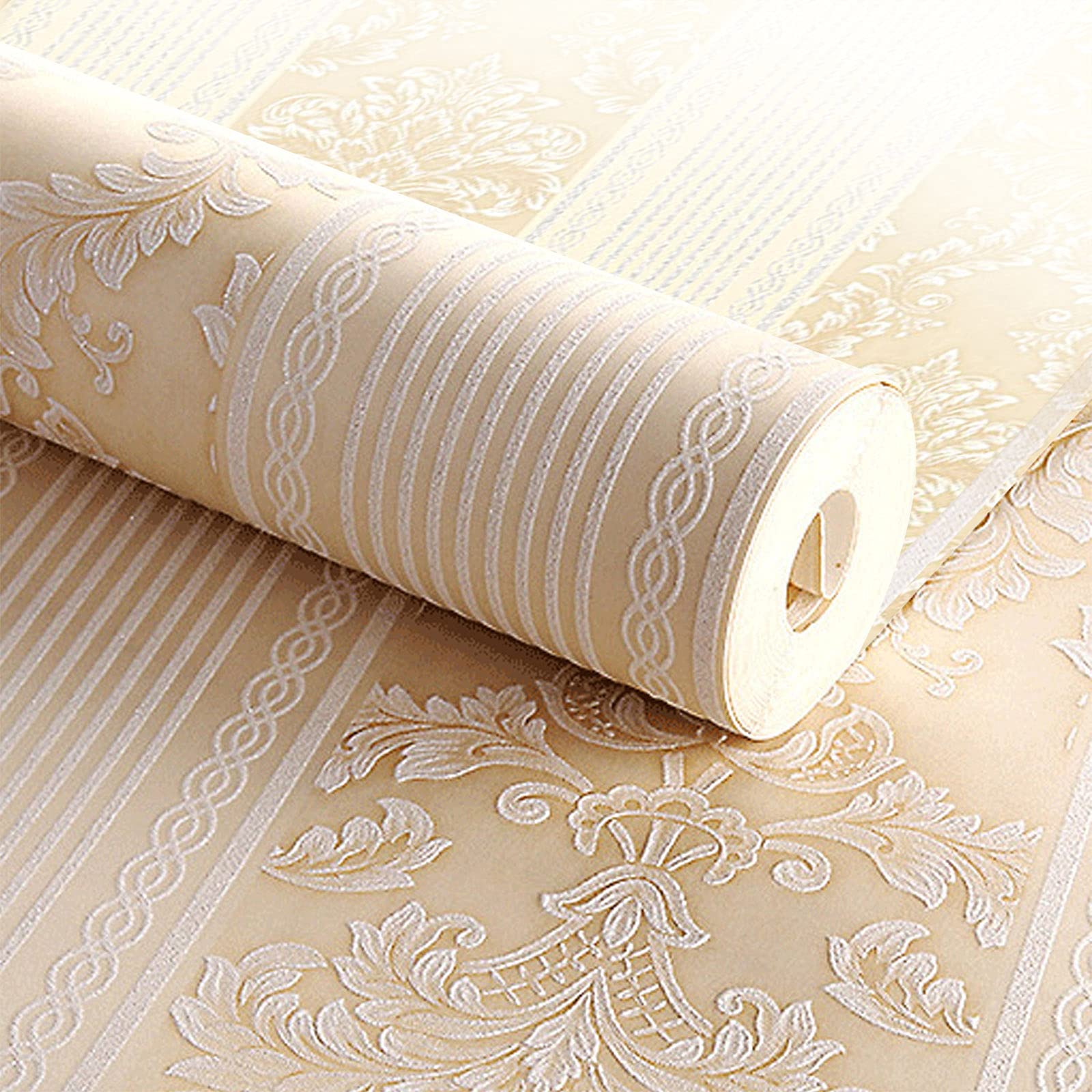Buy OWill 20.8X39inch 3D Flocking Embossed Non-self-Adhesive Wallpaper ...