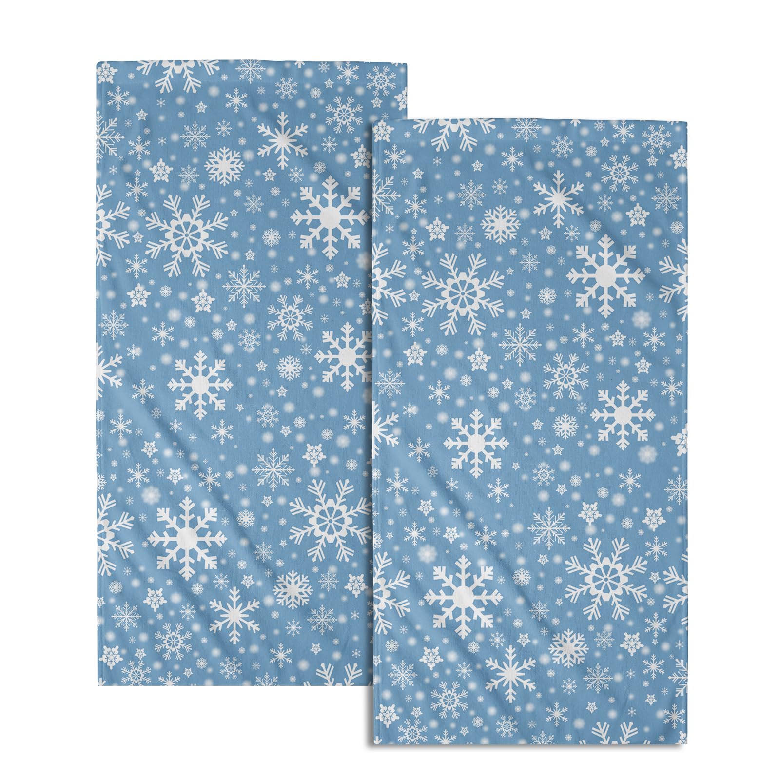 Amazon.com: Winter Blue Snowflakes Hand Towels Set of 2 Highly ...