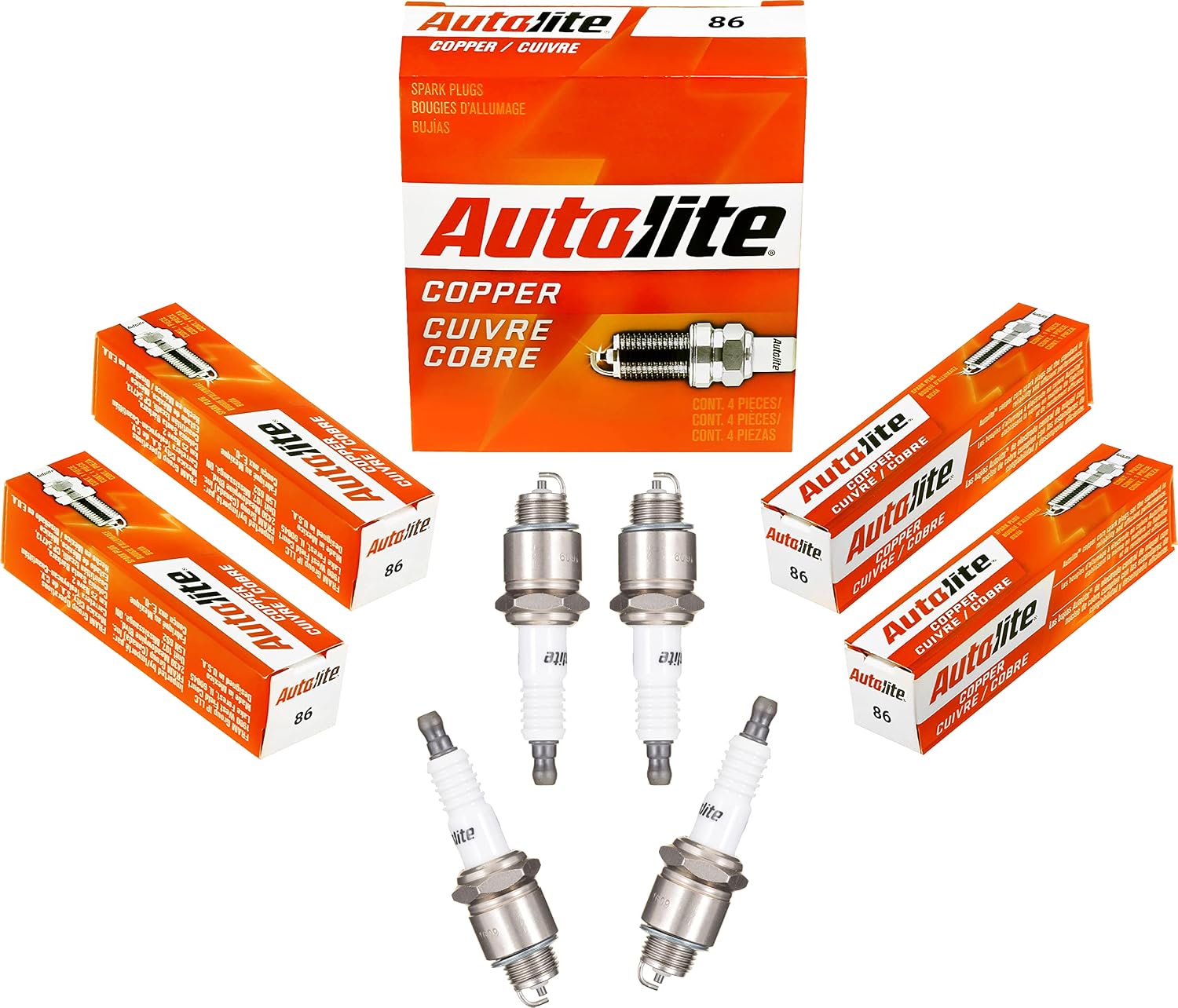 Autolite 86-4PK Copper Resistor Spark Plug, Pack of 4, Spark Plugs ...
