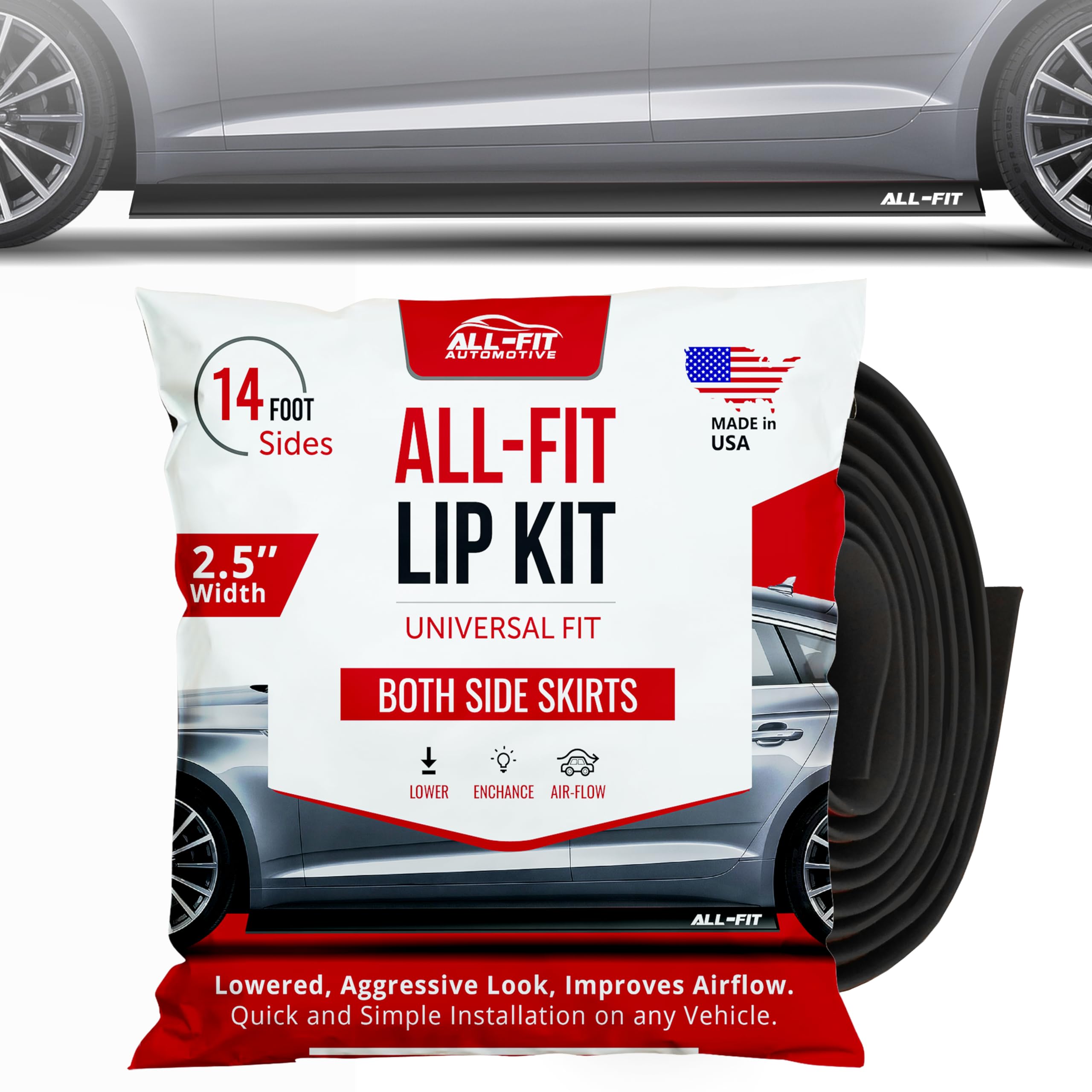 Amazon.com: All-Fit Automotive Side Skirts in Black. Increase Air Flow ...