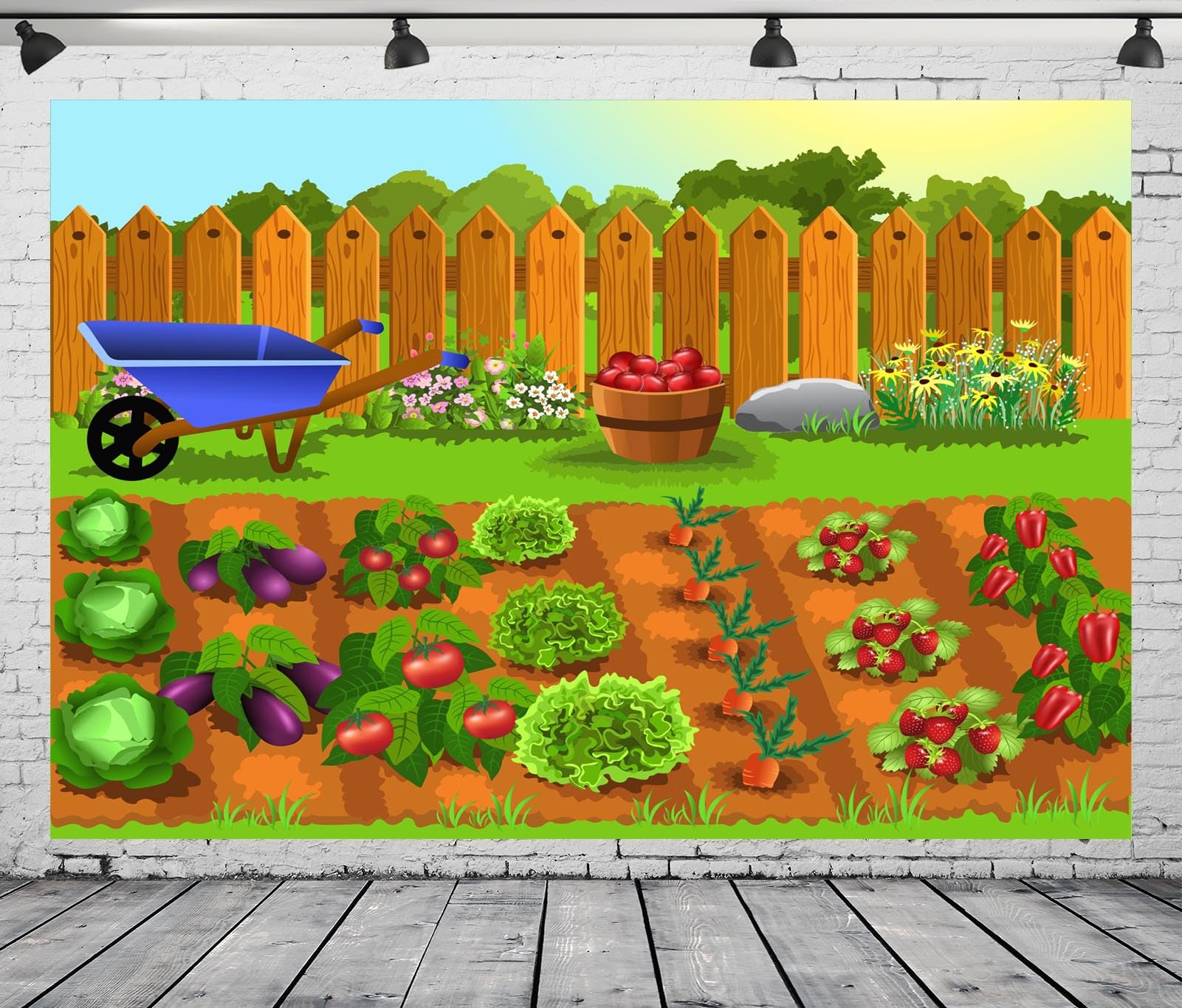 Amazon.com : CORFOTO 7x5ft Fabric Cartoon Country Farmland Backdrop ...