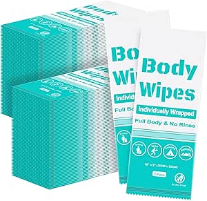 200Pcs Disposable Body Wipes, 7.8 x 9.8 inch Individually Wrapped Bath ...