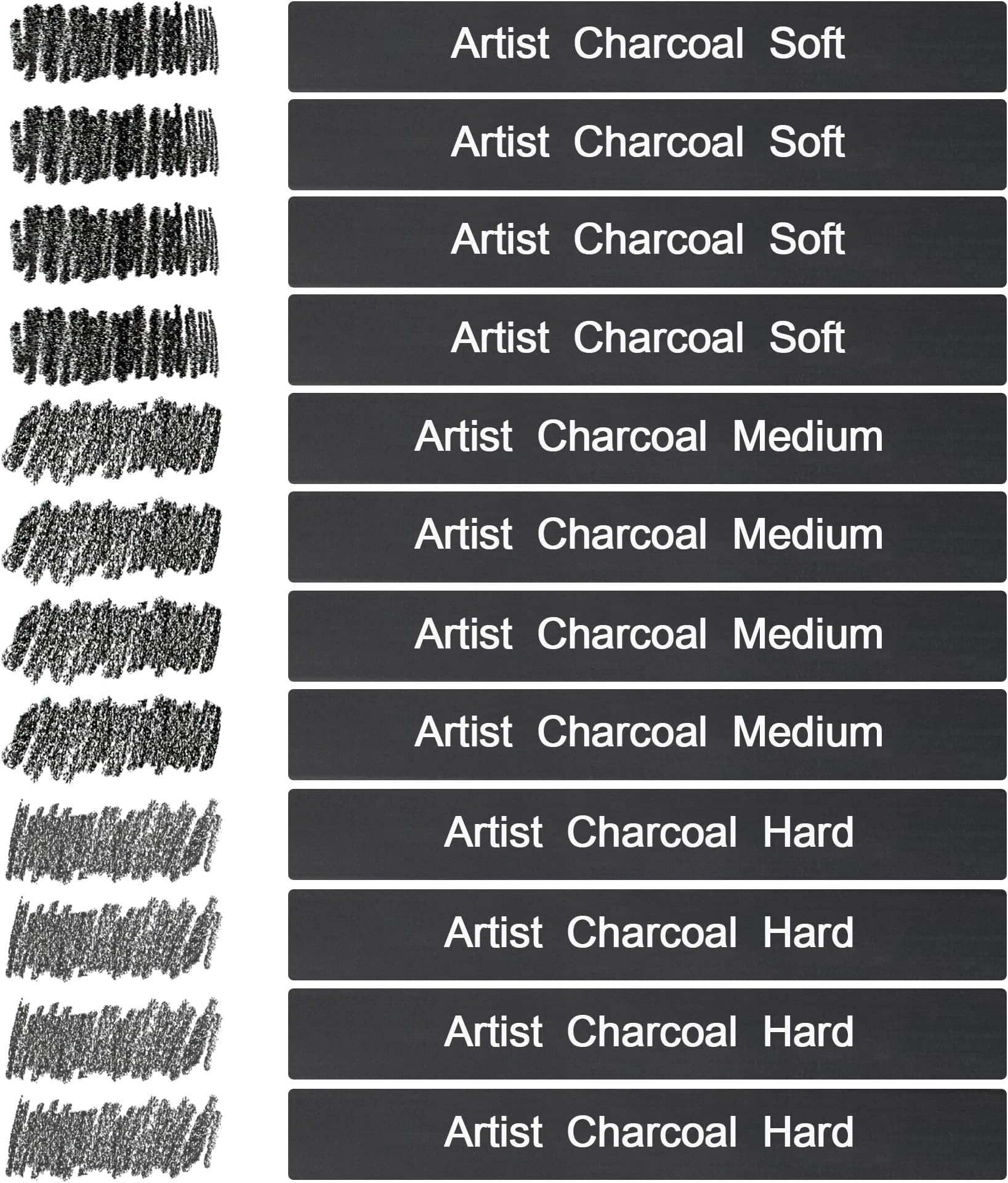 Amazon.com : Pack 6 Compressed Charcoal Sticks Woodless Graphite Stick ...