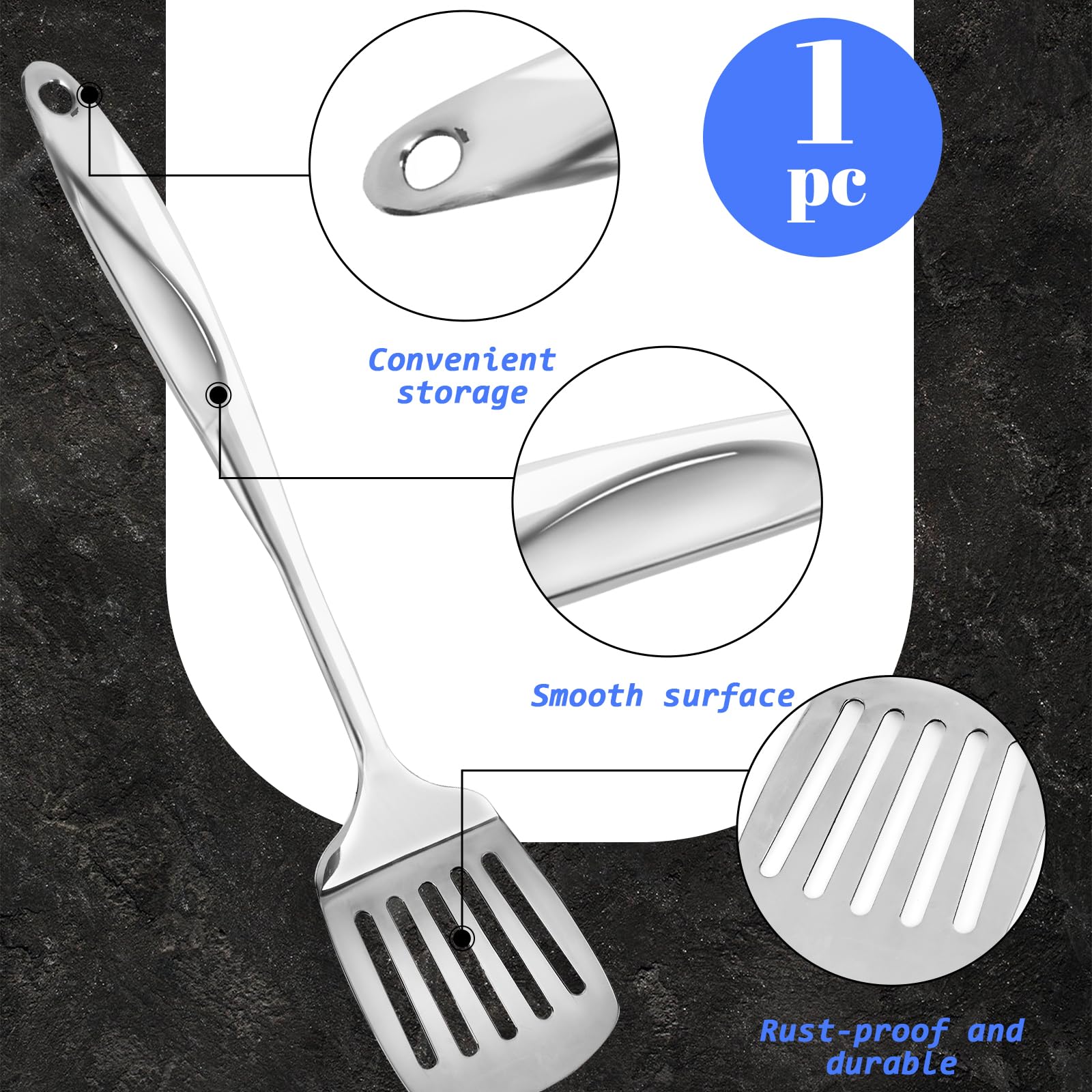 Snapklik.com : Stainless Steel Slotted Turner, Slotted Spatula 15 ...