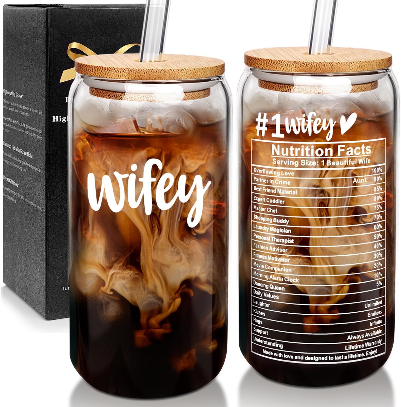 Amazon.com: 2 Pcs Hubby and Wifey Drinking Glasses 16 oz Beer Cup with ...