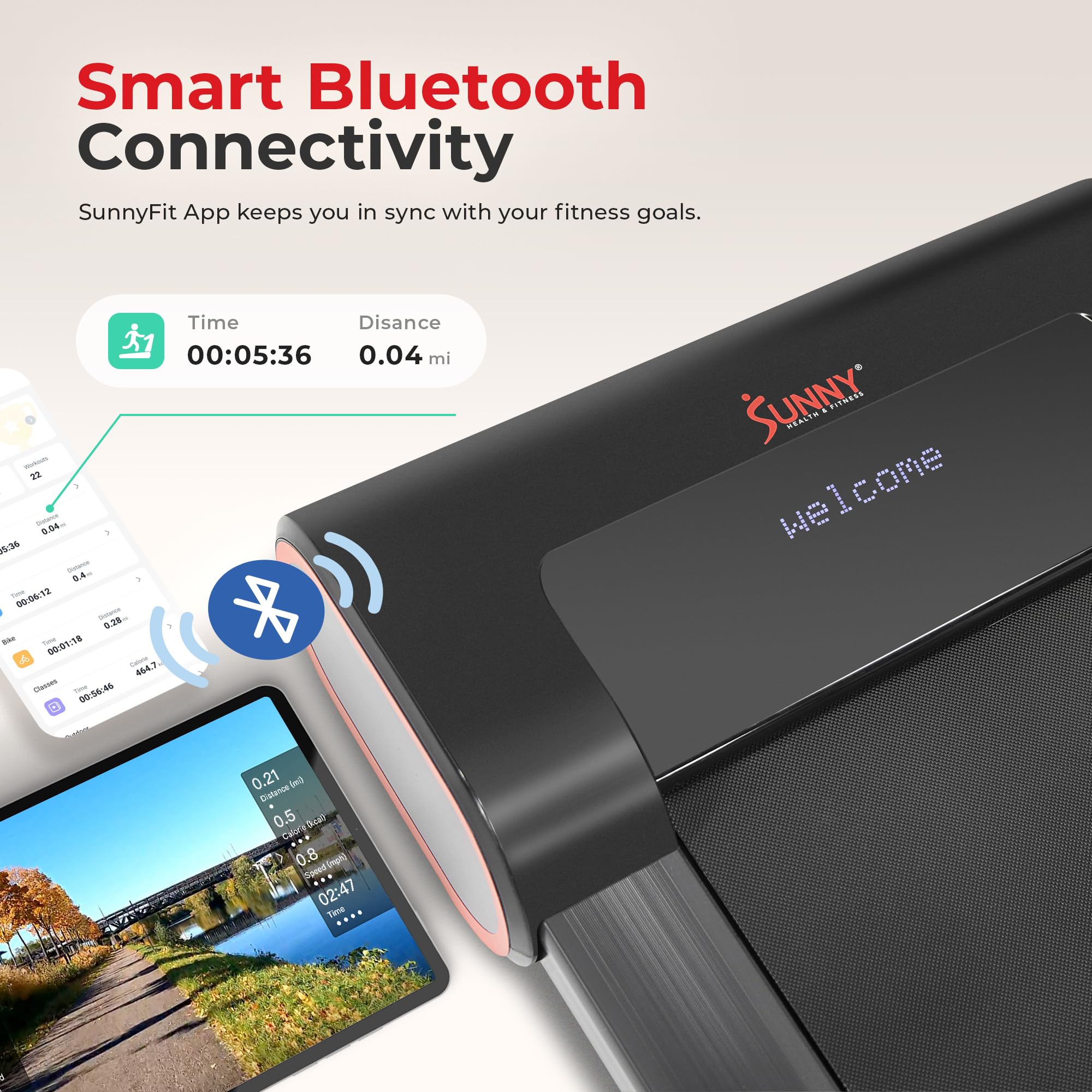Snapklik.com : Sunny Health & Fitness Smart Slim Under Desk Walking ...