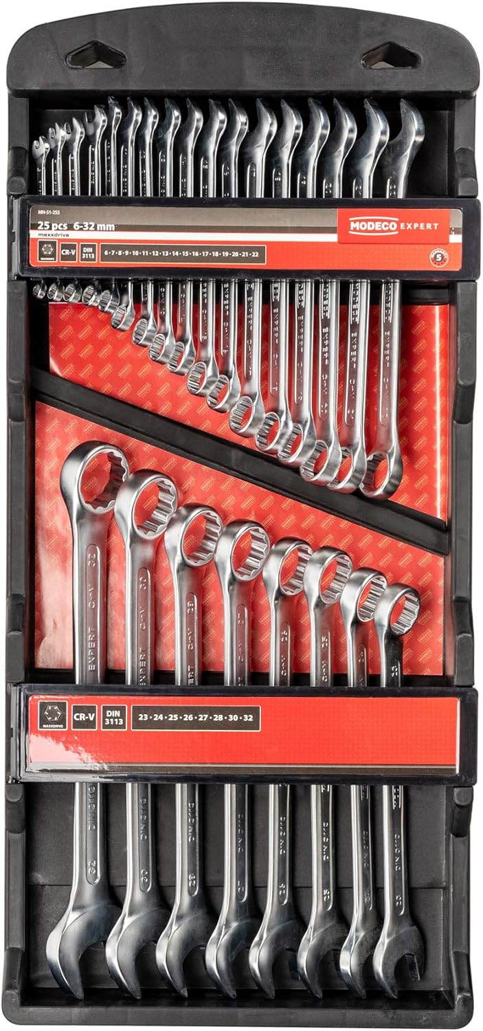 Modeco Expert MN-51-255 Extra Large Combination Spanner and Wrench Set ...