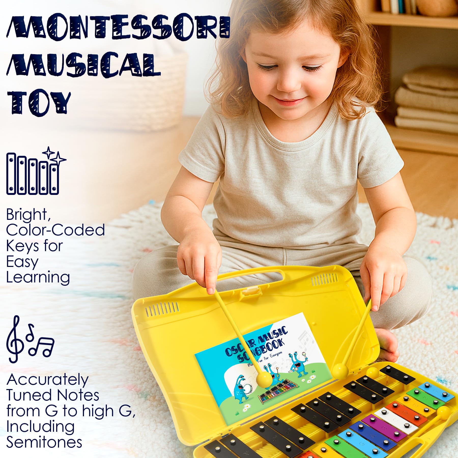 Snapklik.com : MINIARTIS Glockenspiel Xylophone 25 Note Colorful Metal ...