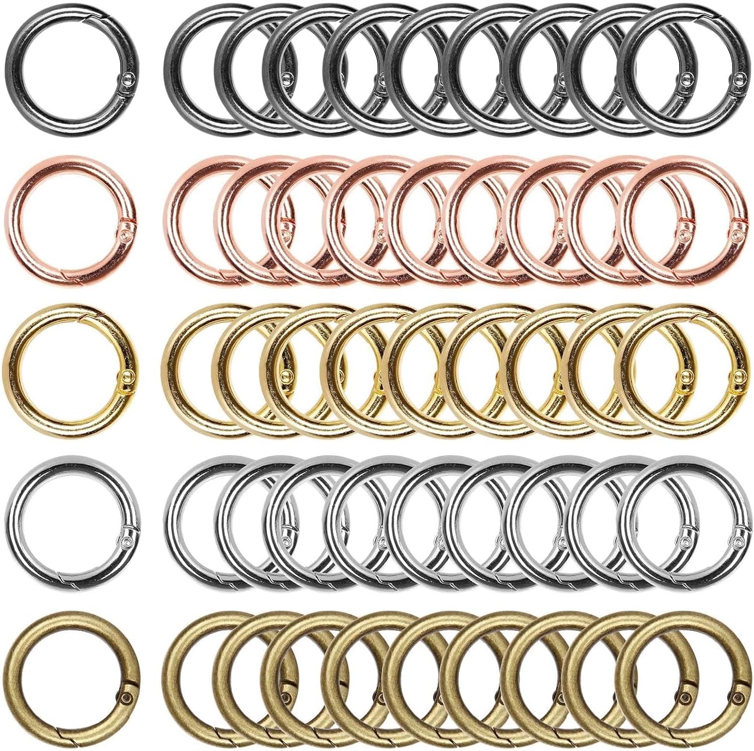 Amazon.com: ZIQI 50Pcs Spring O Rings Round Carabiner Snap Clip, 28MM ...